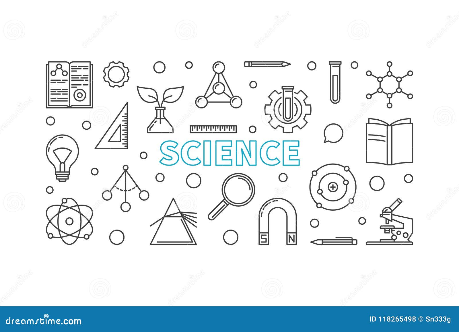 Science Vector Horizontal Banner in Outline Style Stock Vector ...