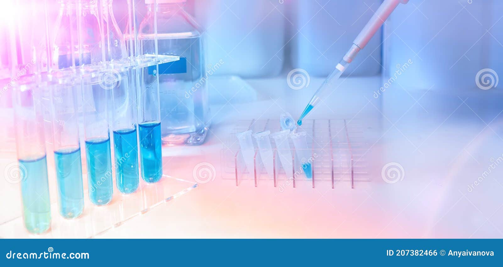 Science and Molecular Biology Background, Panoramic Image. Plastic ...