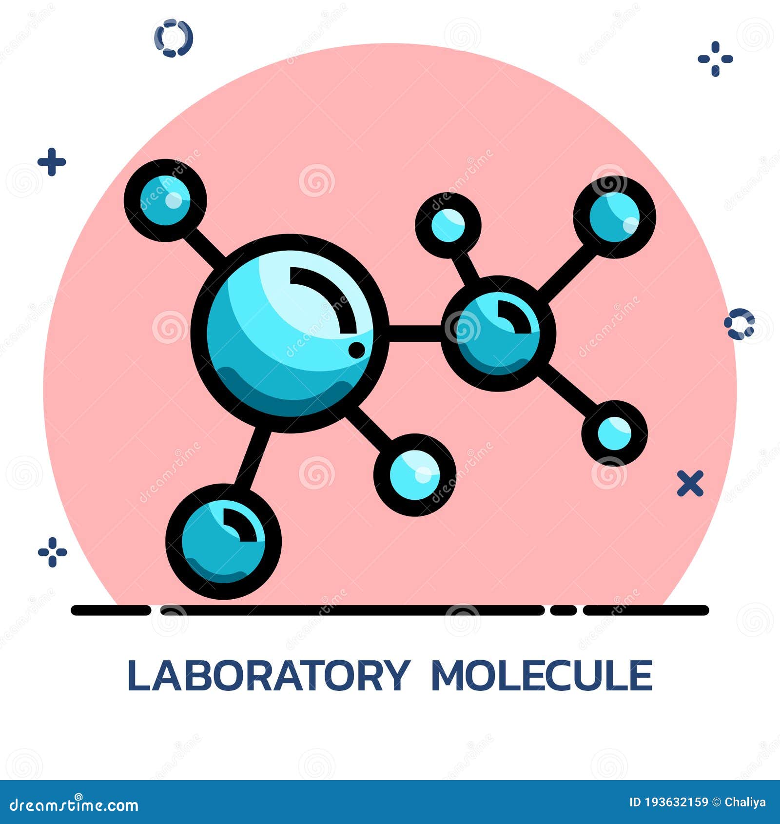 Science Molecule Model Filled Outline Style Stock Vector - Illustration ...