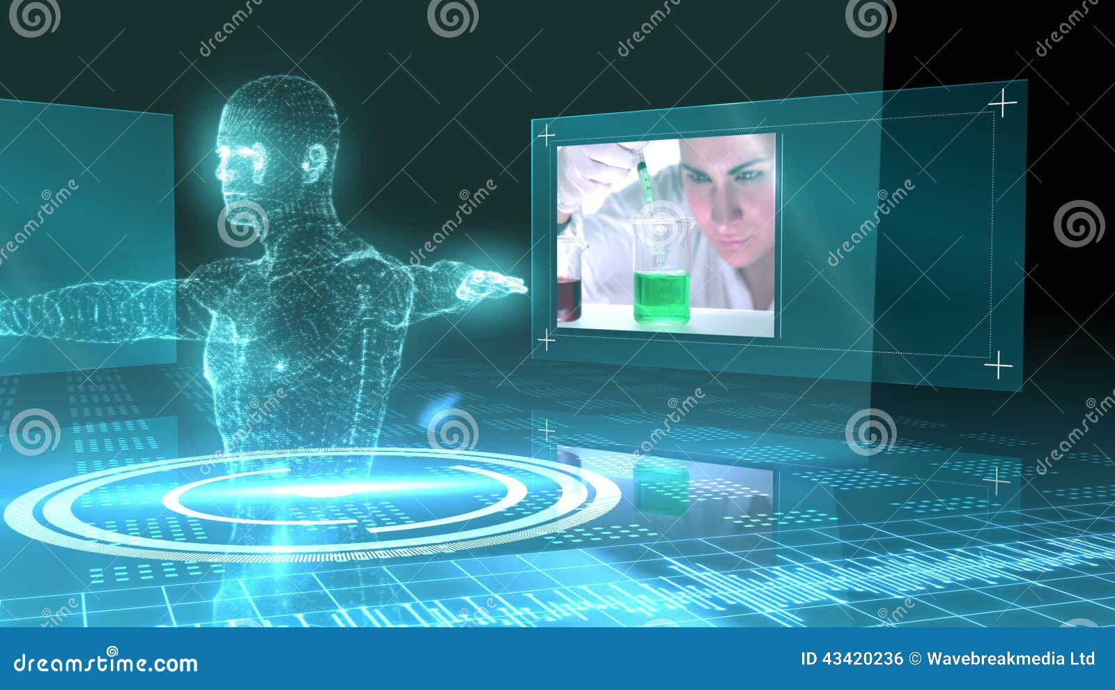 Science Montage with Vitruvian Man Graphic Stock Footage - Video of ...