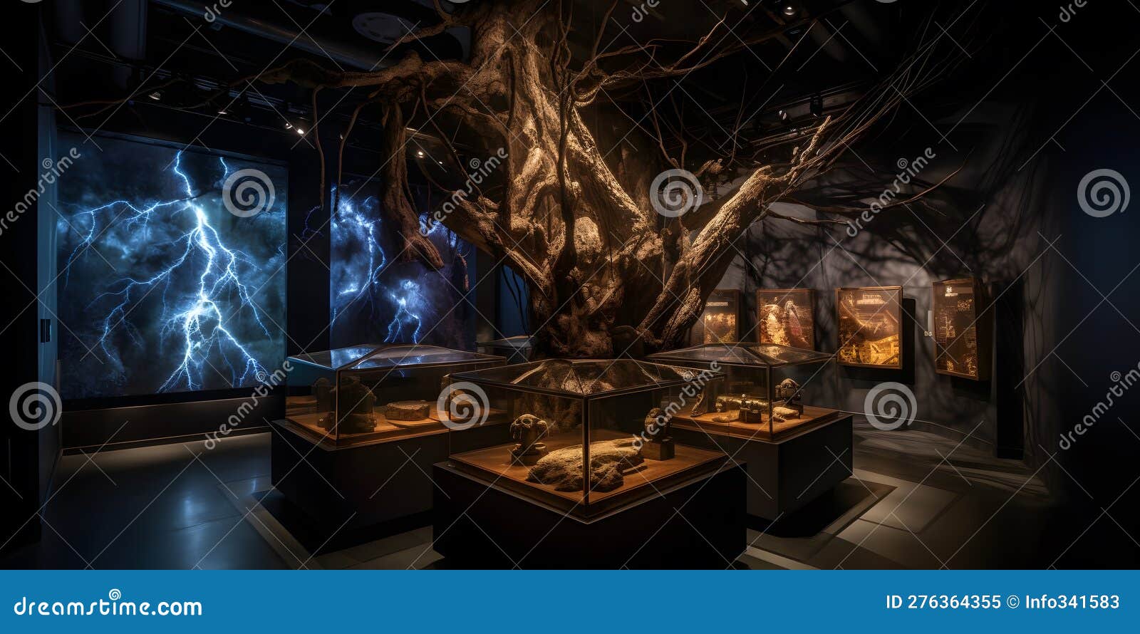 A Science Museum or Exhibit with Displays and Models but Created with ...