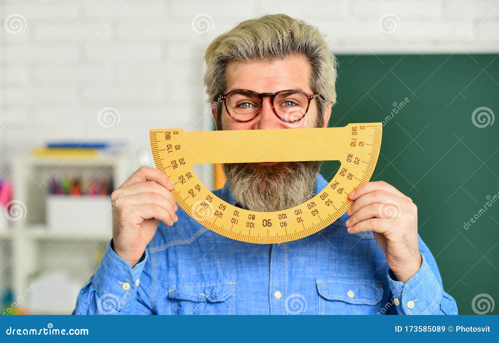 Science is My Life. Man Use Protractor. Stem Education Concept. Study ...