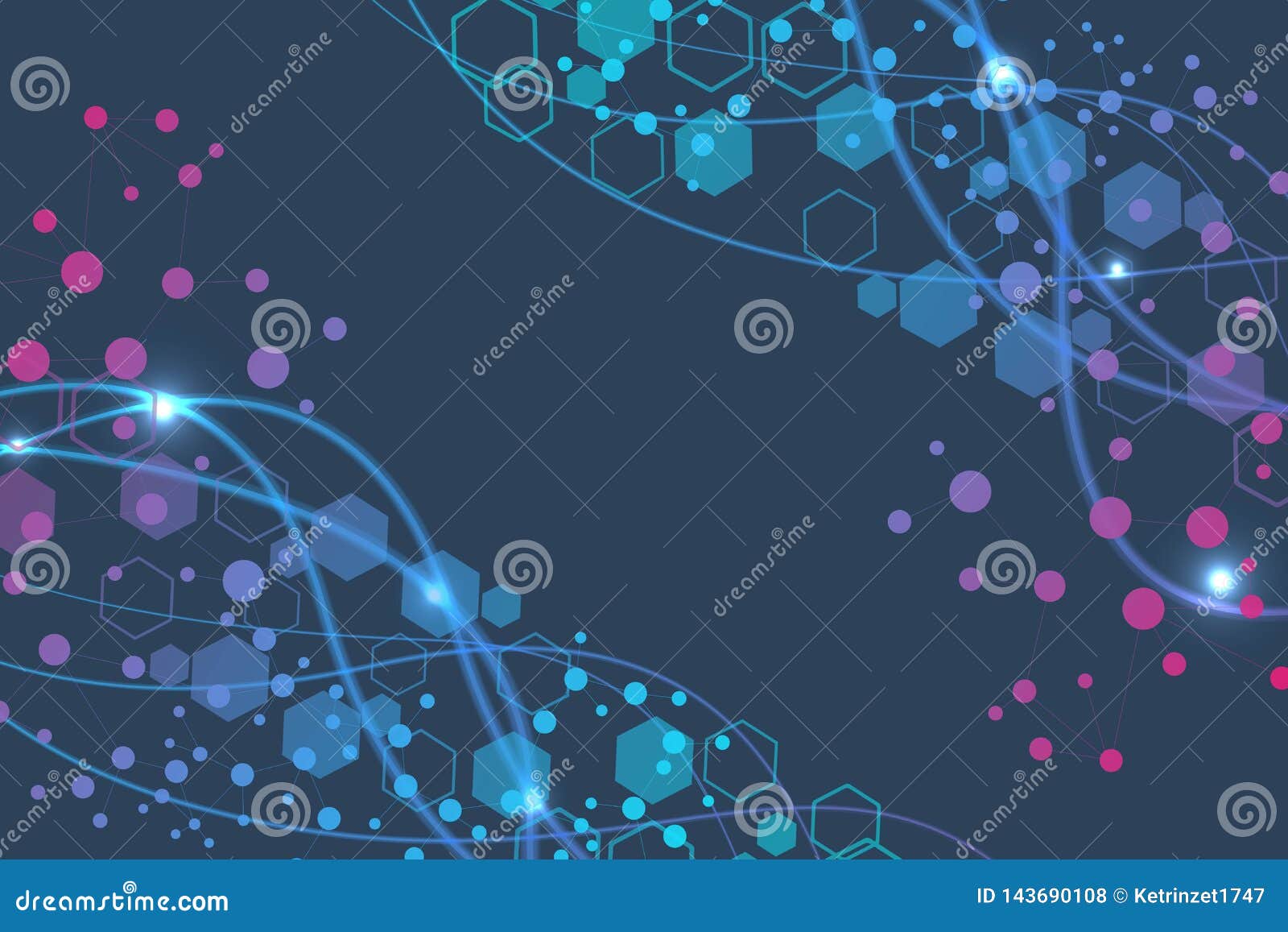 Science Network Pattern, Connecting Lines and Dots. Technology Hexagons ...