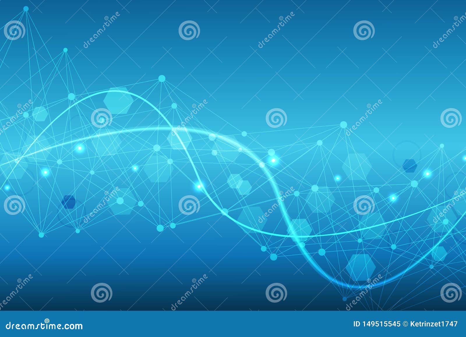 Science Network Pattern, Connecting Lines and Dots. Technology Hexagons ...