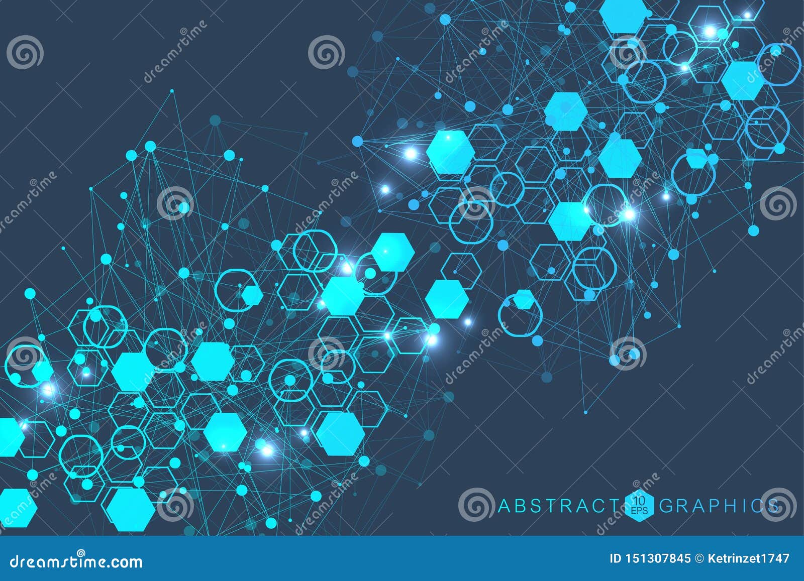 Science Network Pattern, Connecting Lines and Dots. Technology Hexagons ...