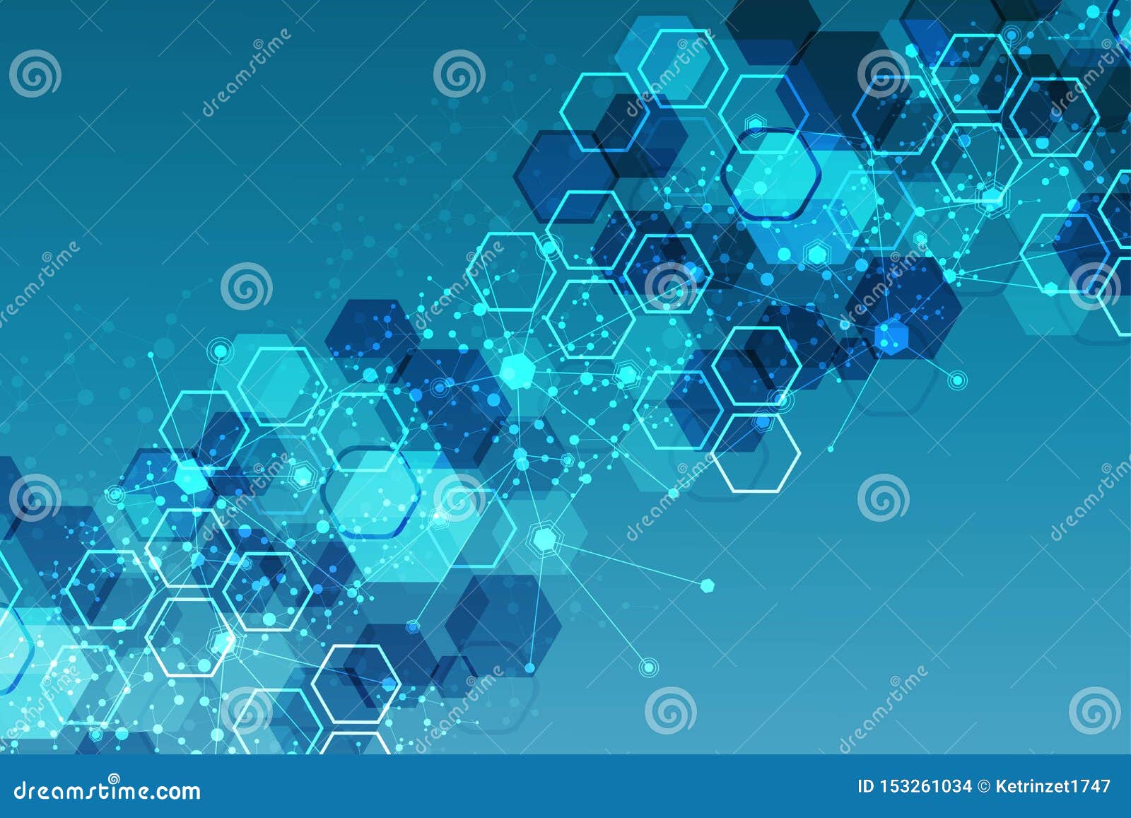 Science Network Pattern, Connecting Lines and Dots. Technology Hexagons ...