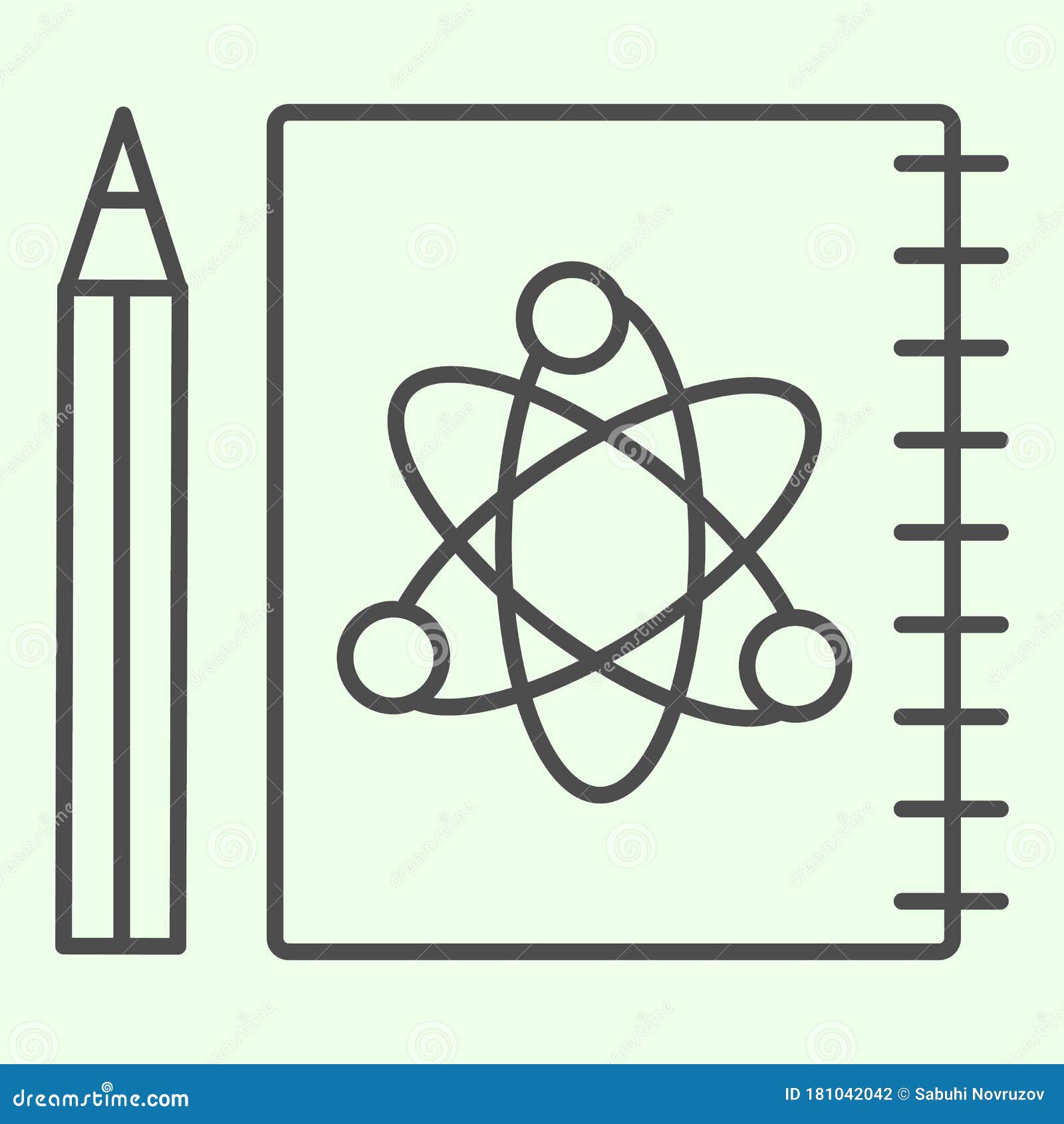 Science Notepad Thin Line Icon. Workbook with Atom Symbol and Pencil ...