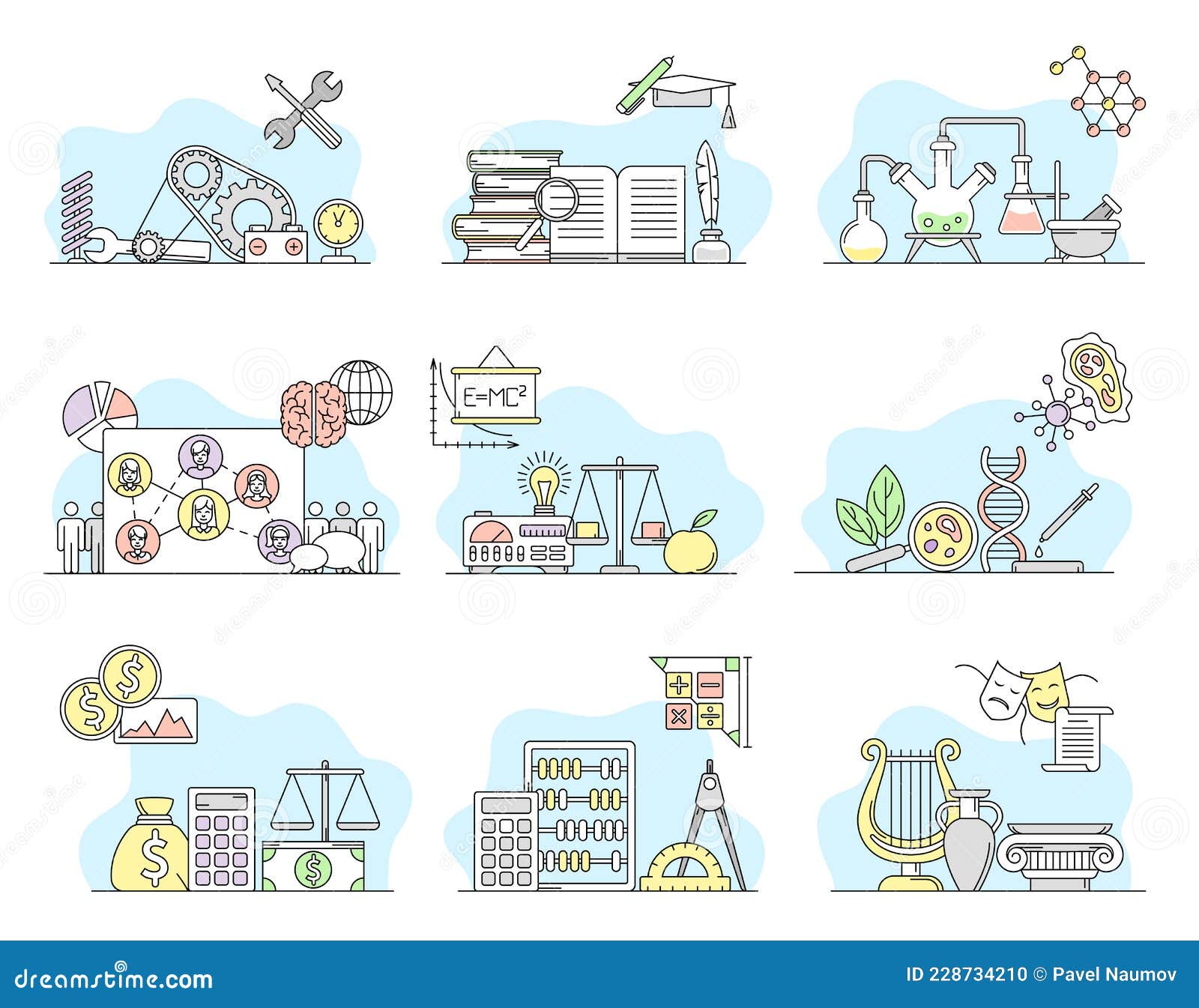 Biology Study Leaf DNA Microscope Scribble Doodle Science Hand Drawing ...