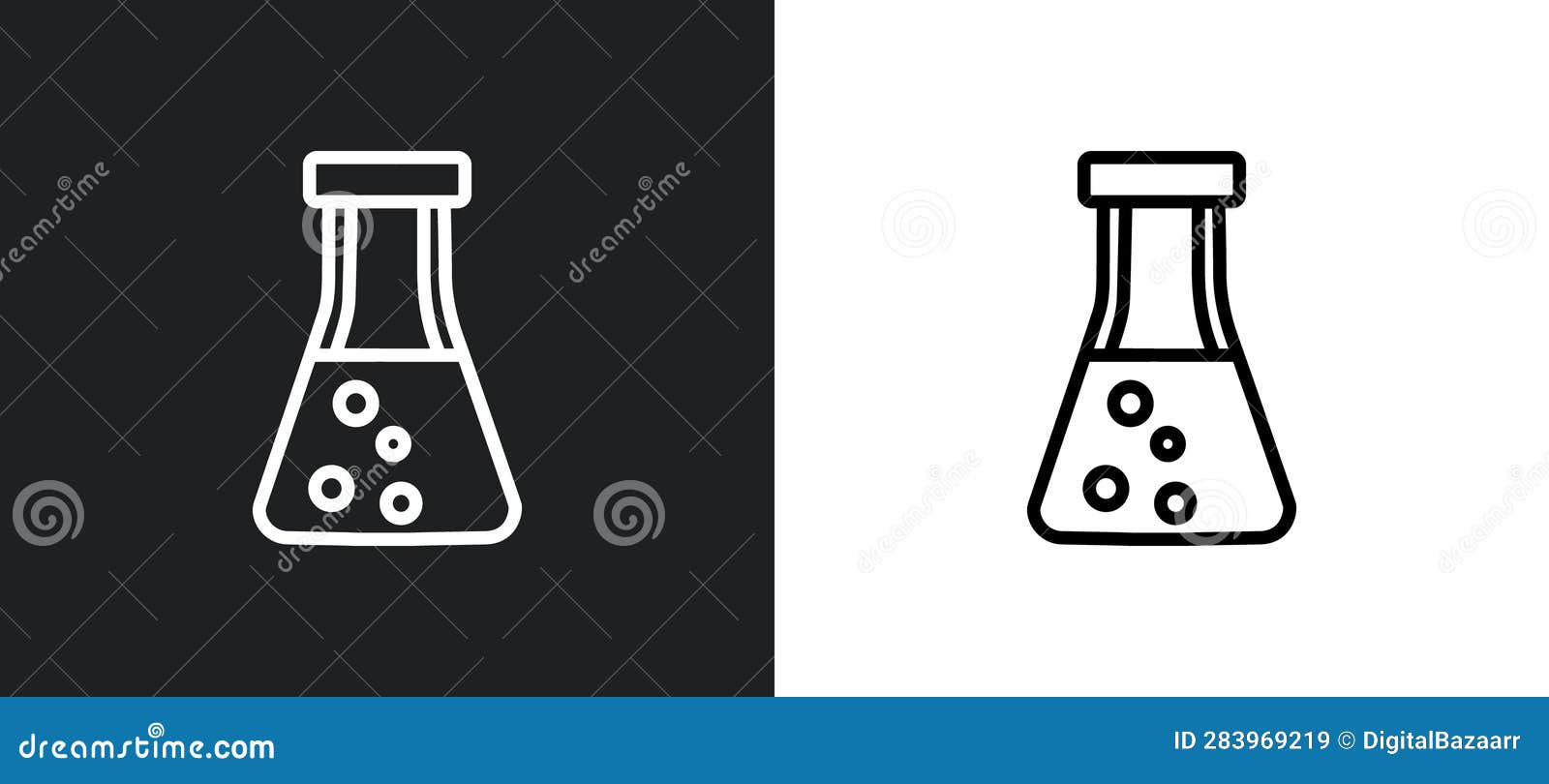Science Outline Icon in White and Black Colors. Science Flat Vector ...