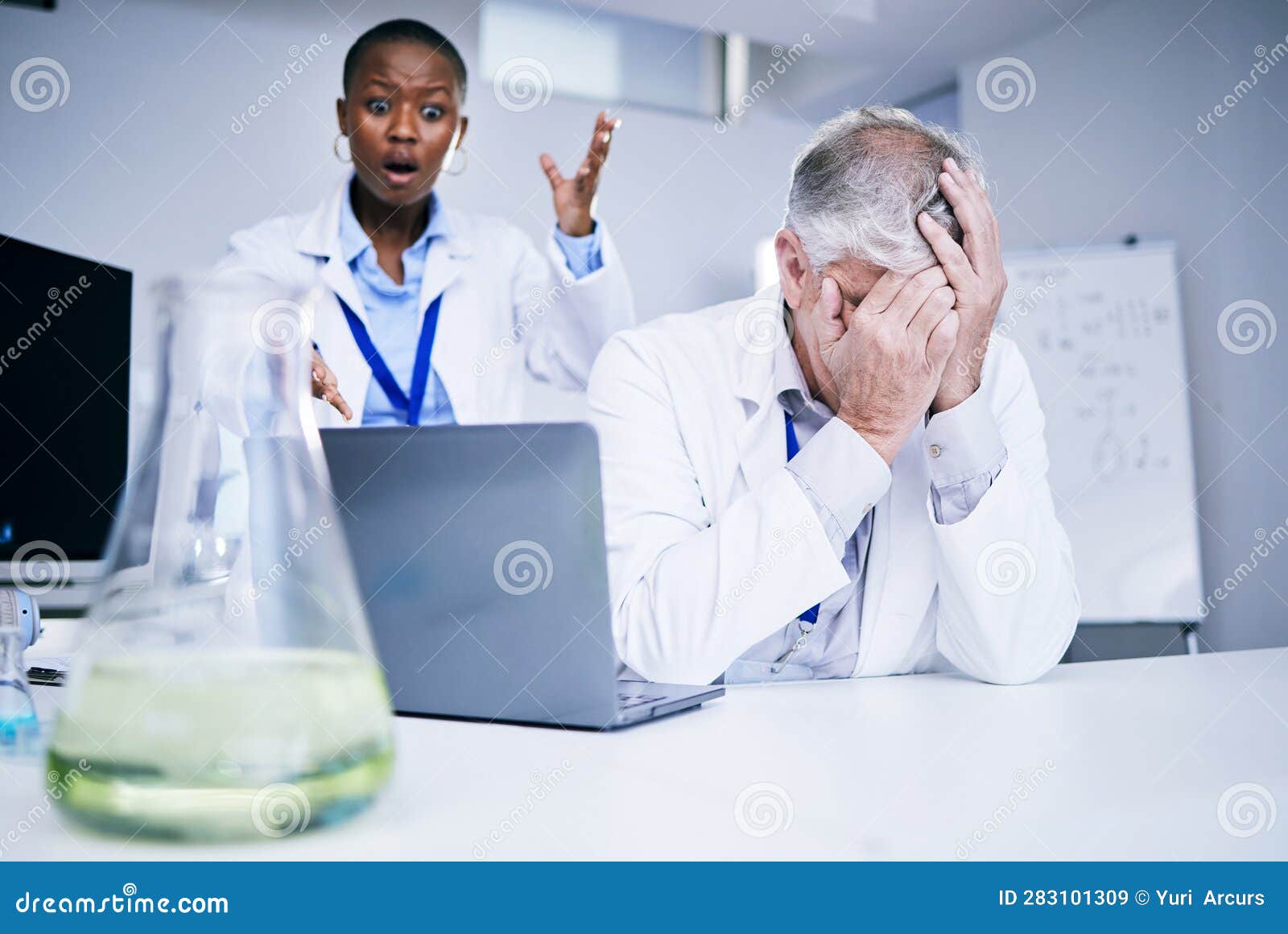 Science, People and Frustrated with Mistake. Fail or Problem in ...