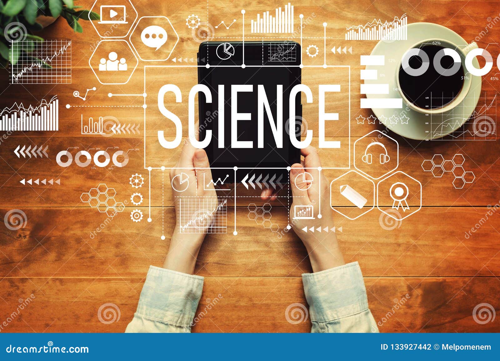 Science with a Person Holding a Tablet Stock Illustration ...