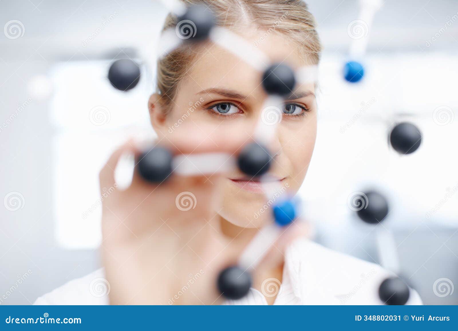 Science, Portrait and Woman with Molecule Structure for Hypotheses ...