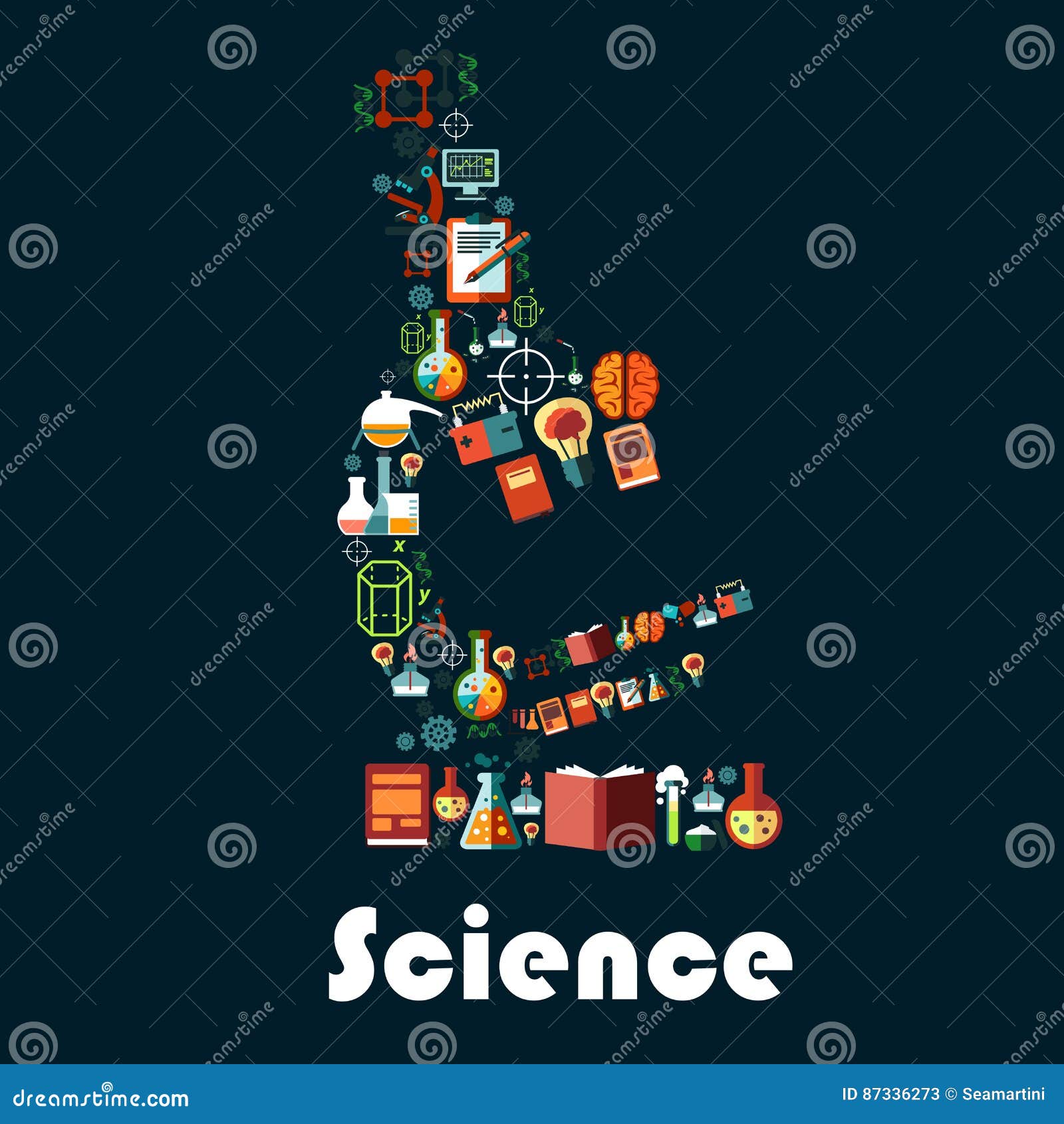 Science Poster with Microscope Symbol Stock Vector - Illustration of ...