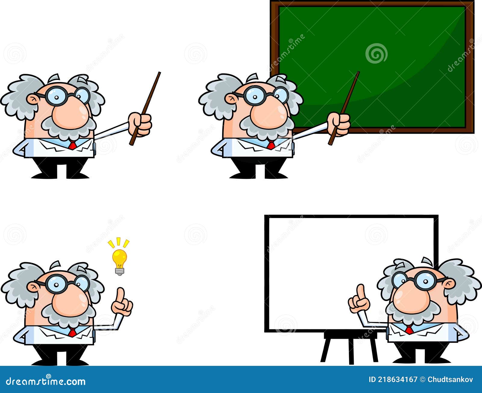 Science Professor Cartoon Character Poses. Vector Collection Stock ...