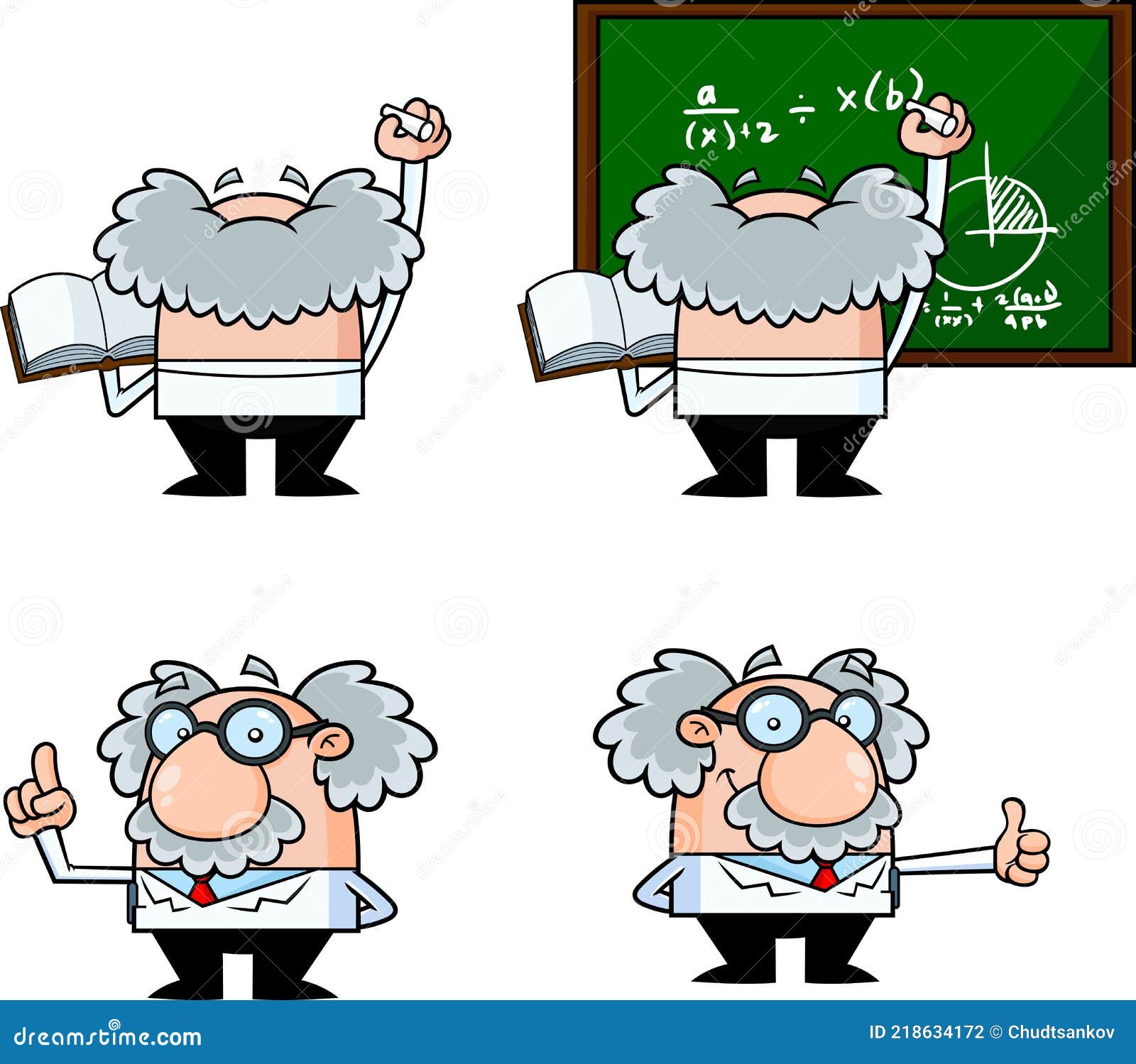 Science Professor Cartoon Character Poses. Vector Collection Stock ...
