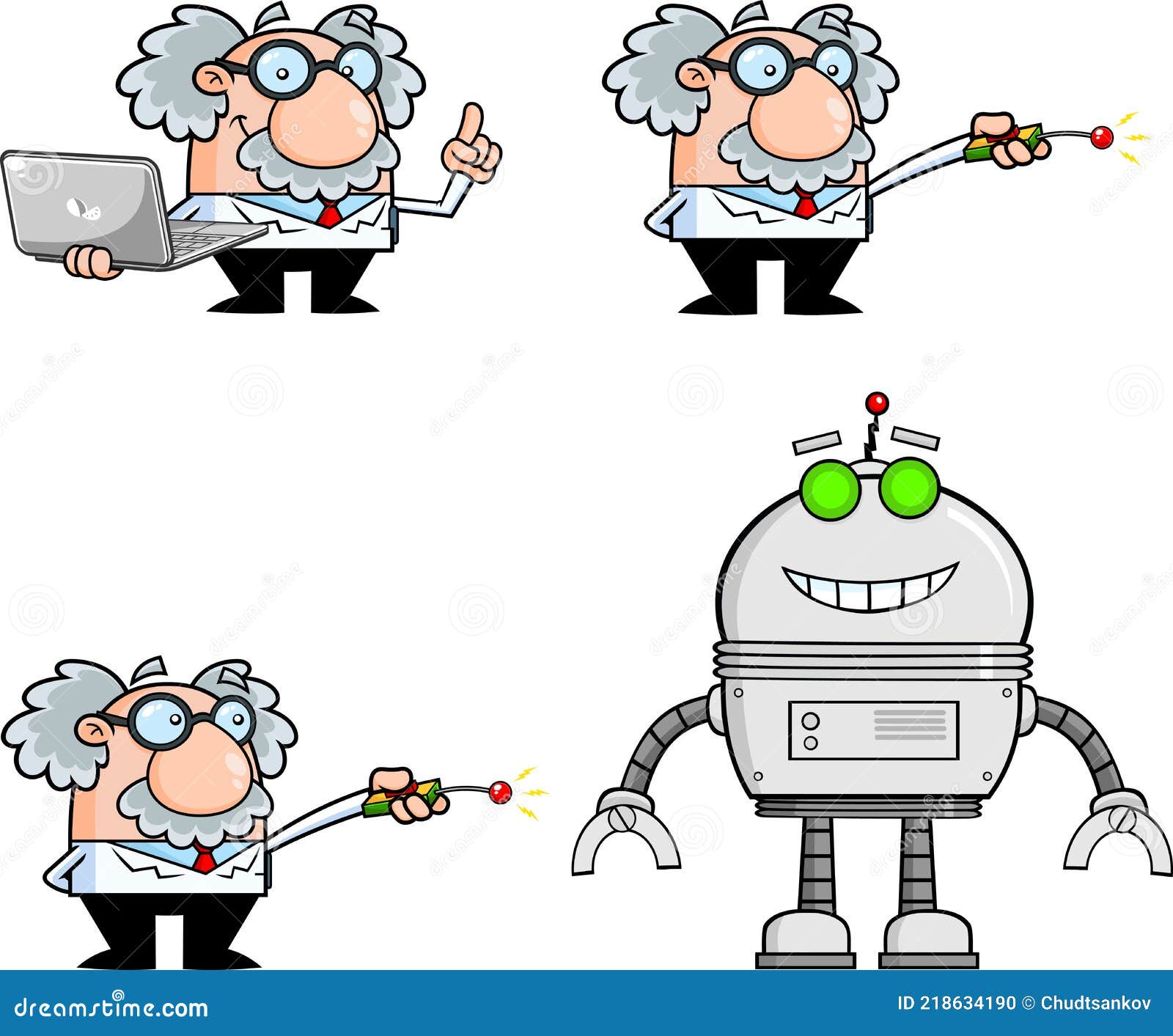 Science Professor Cartoon Character Poses. Vector Collection Set Stock ...