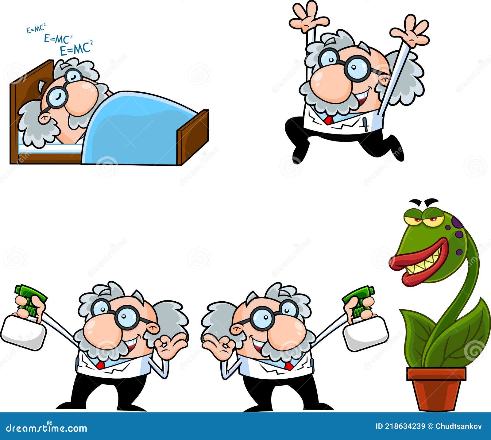 Science Professor Cartoon Character Poses. Vector Collection Set Stock ...
