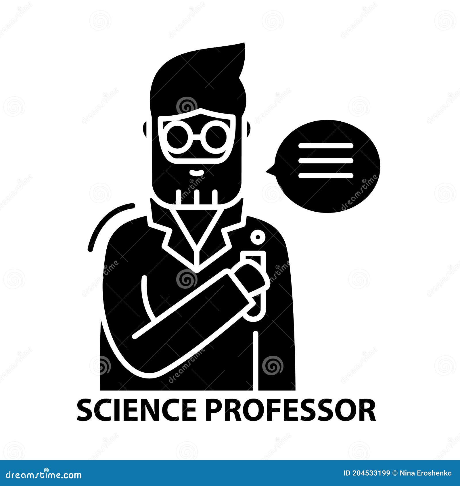 Science Professor Icon, Black Vector Sign with Editable Strokes ...