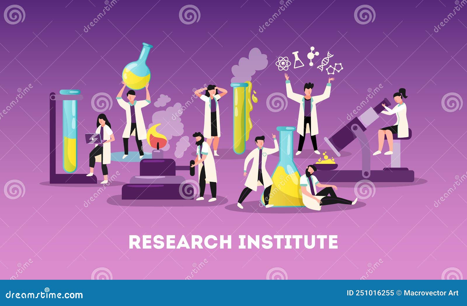 Science Research Flat Composition Stock Vector - Illustration of ...
