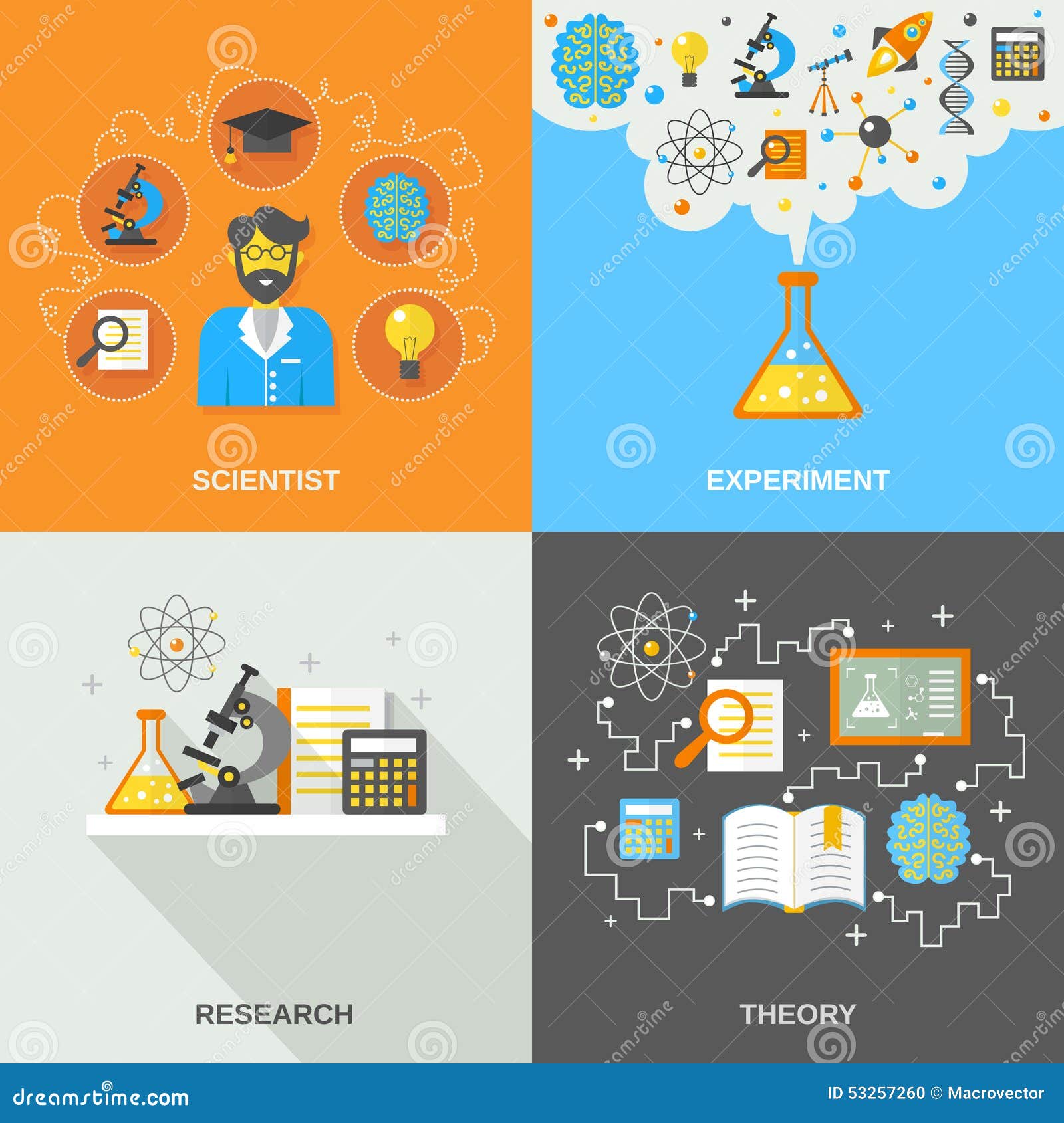 Science and Research Flat stock vector. Illustration of design - 53257260