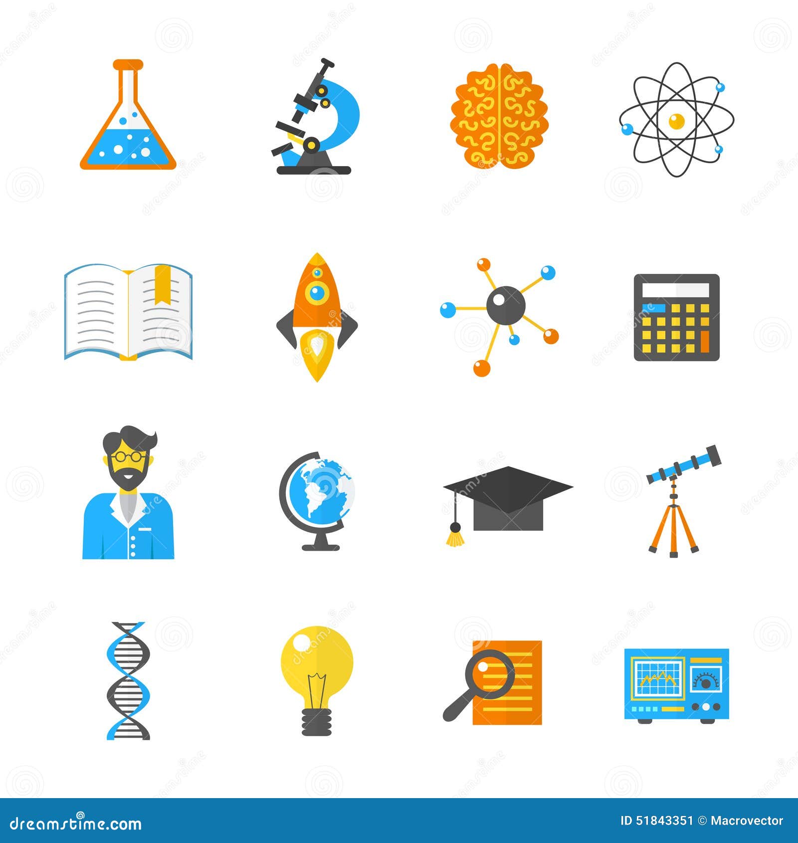 Science and Research Icon Flat Stock Vector - Illustration of education ... Science and Research Icon Flat Stock Vector - Illustration of education ...