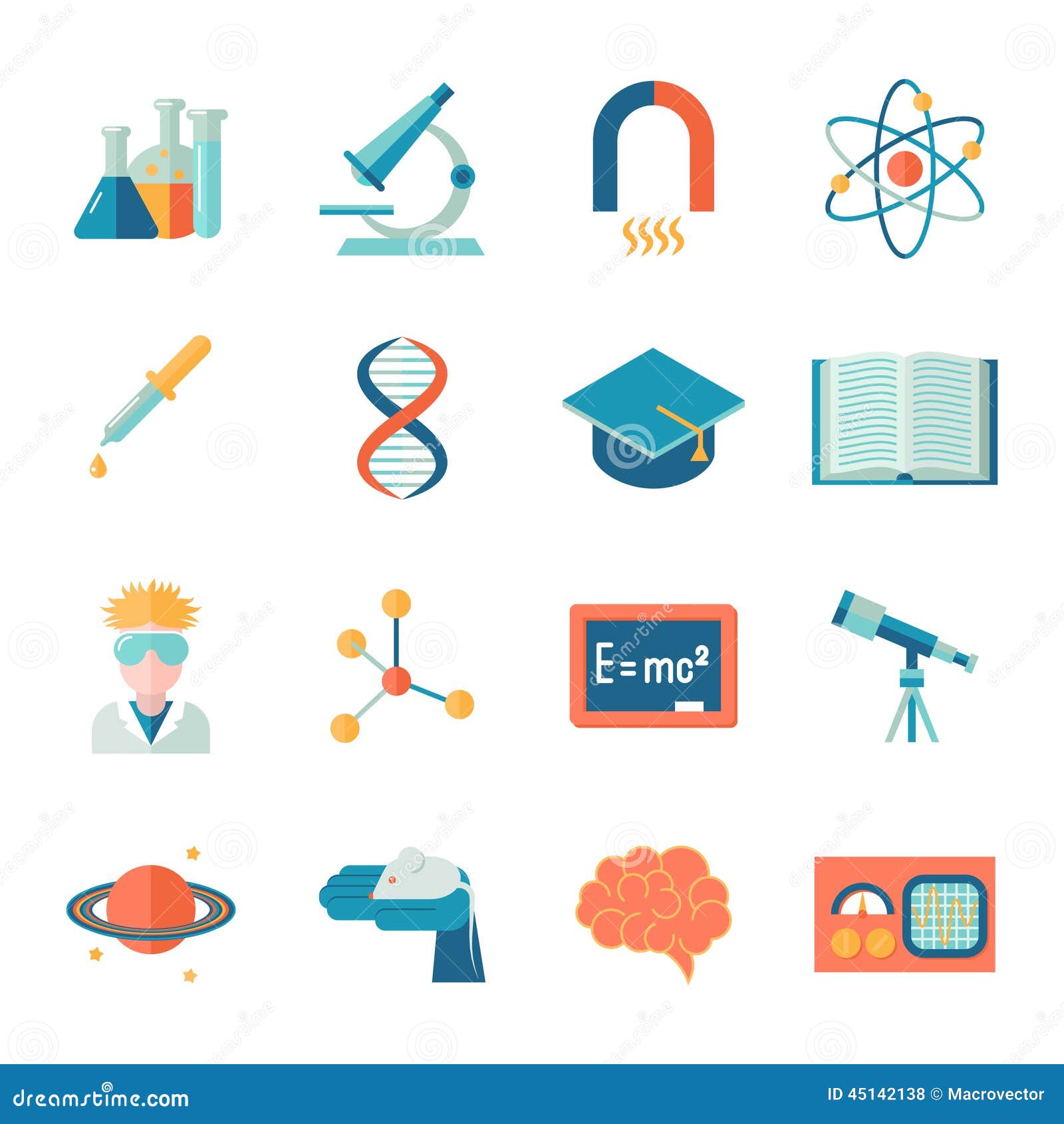 Science and Research Icon Flat Stock Vector - Illustration of book ...