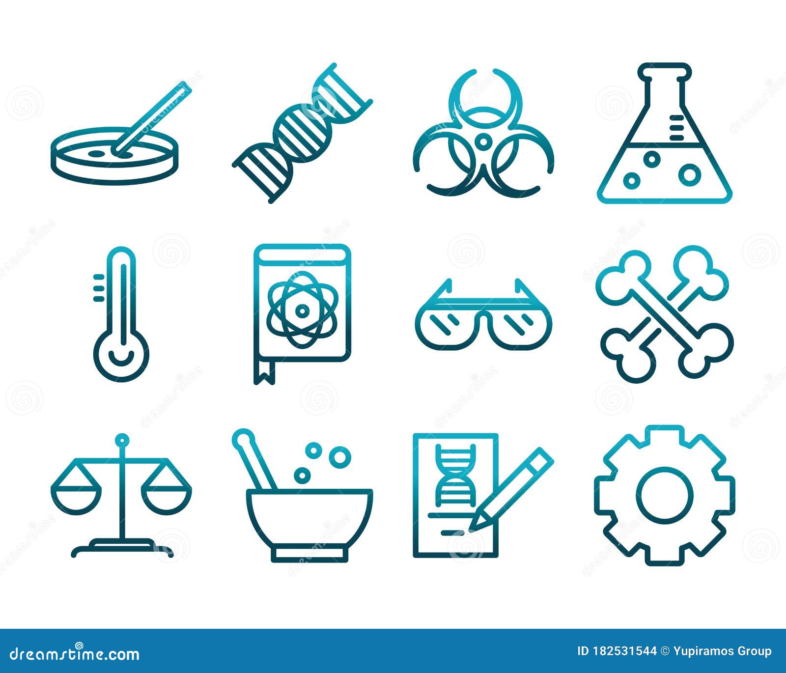 Science and Research Laboratory Study Icons Collection Gradient Style ...