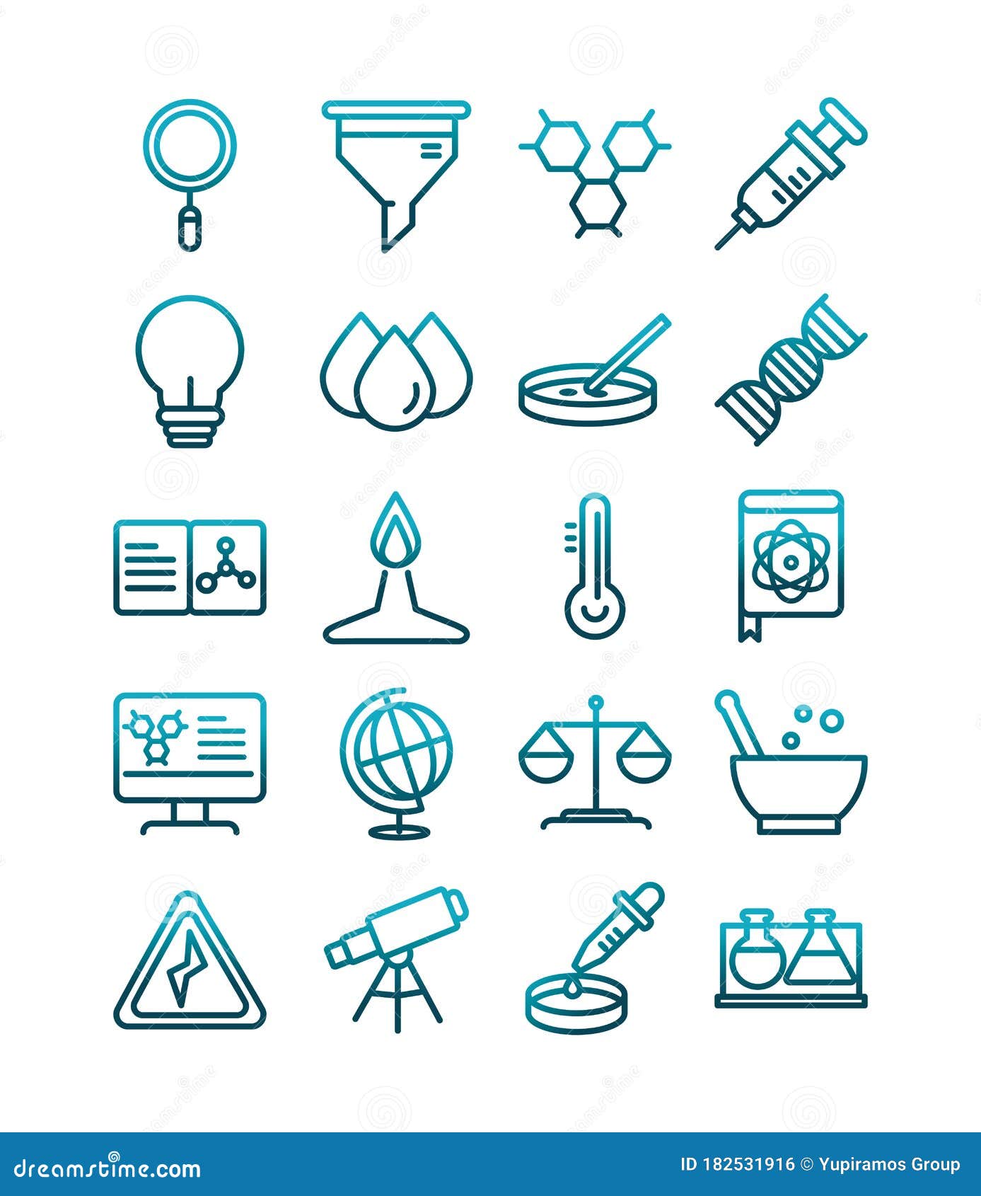 Science and Research Laboratory Study Icons Collection Gradient Style ...