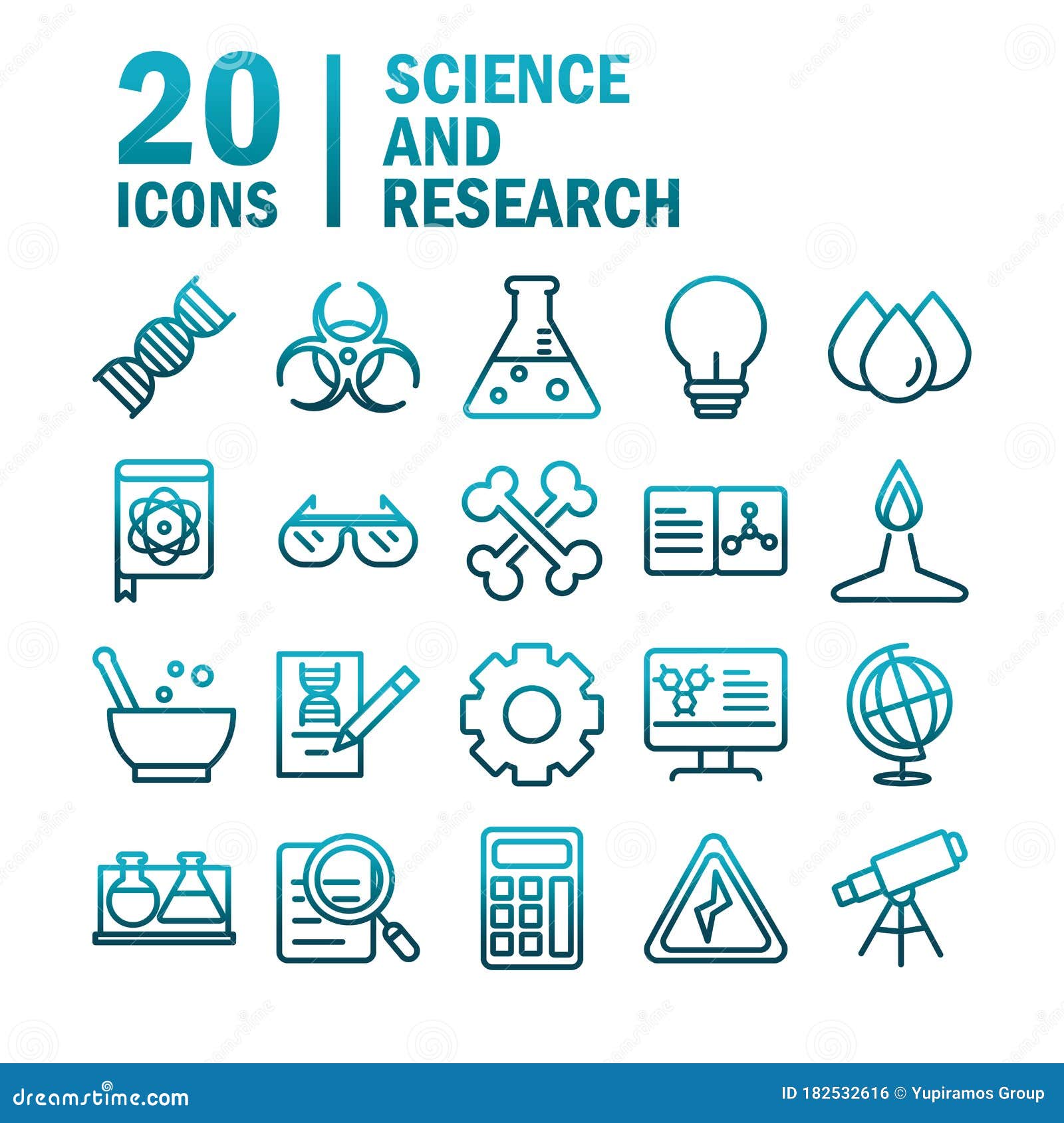 Science and Research Laboratory Study Icons Collection Gradient Style ...