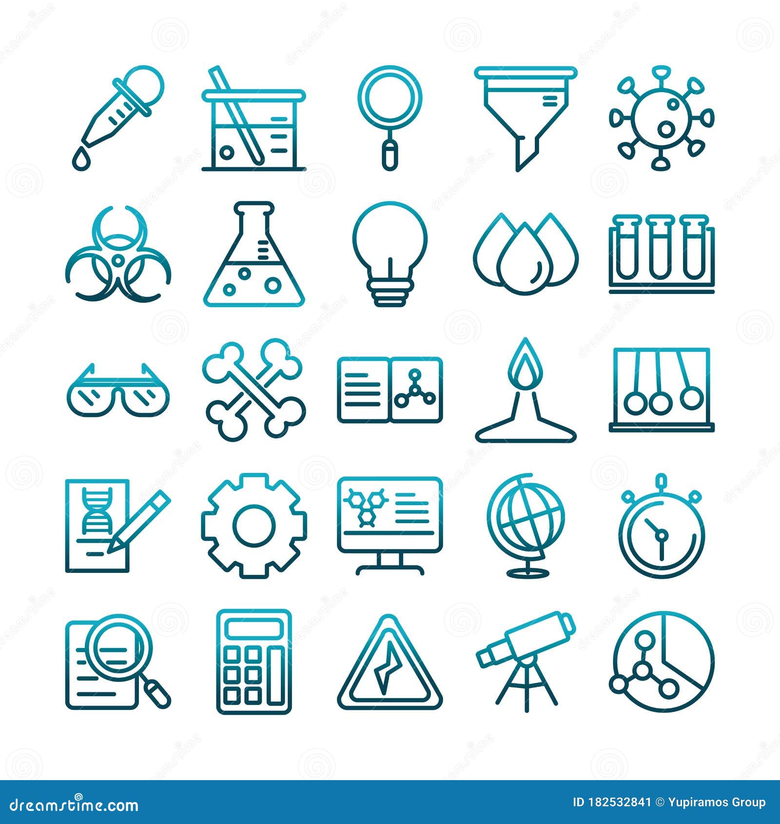 Science and Research Laboratory Study Icons Collection Gradient Style ...