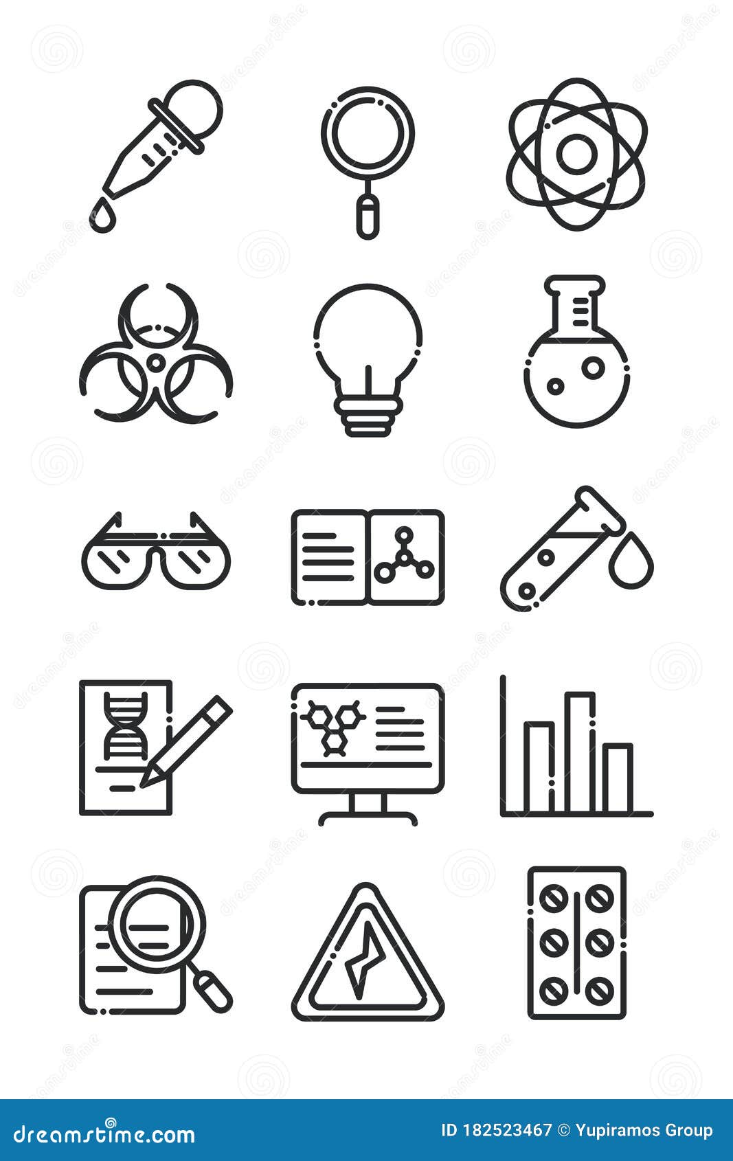 Science and Research Laboratory Study Icons Collection Line Style Icon ...