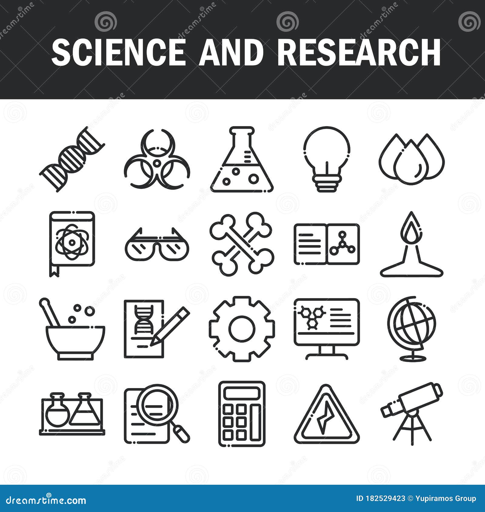 Science and Research Laboratory Study Icons Collection Line Style Icon ...
