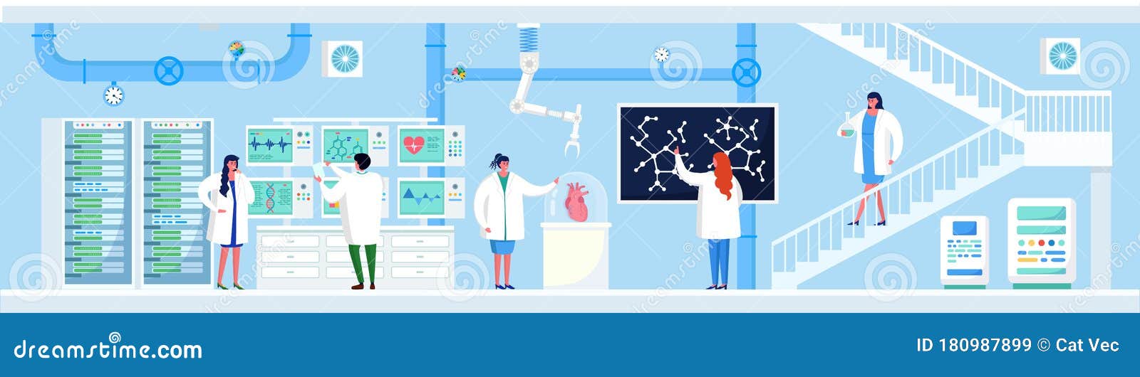 Science Research in Laboratory Vector Illustration, Cartoon Flat People ...