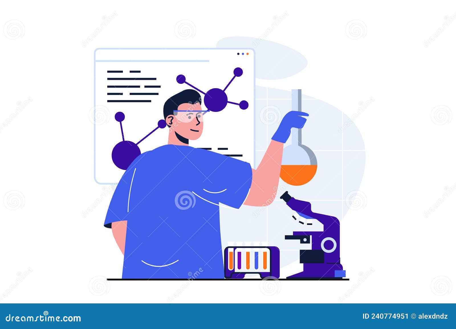 Science Research Modern Flat Concept for Web Banner Design. Stock ...