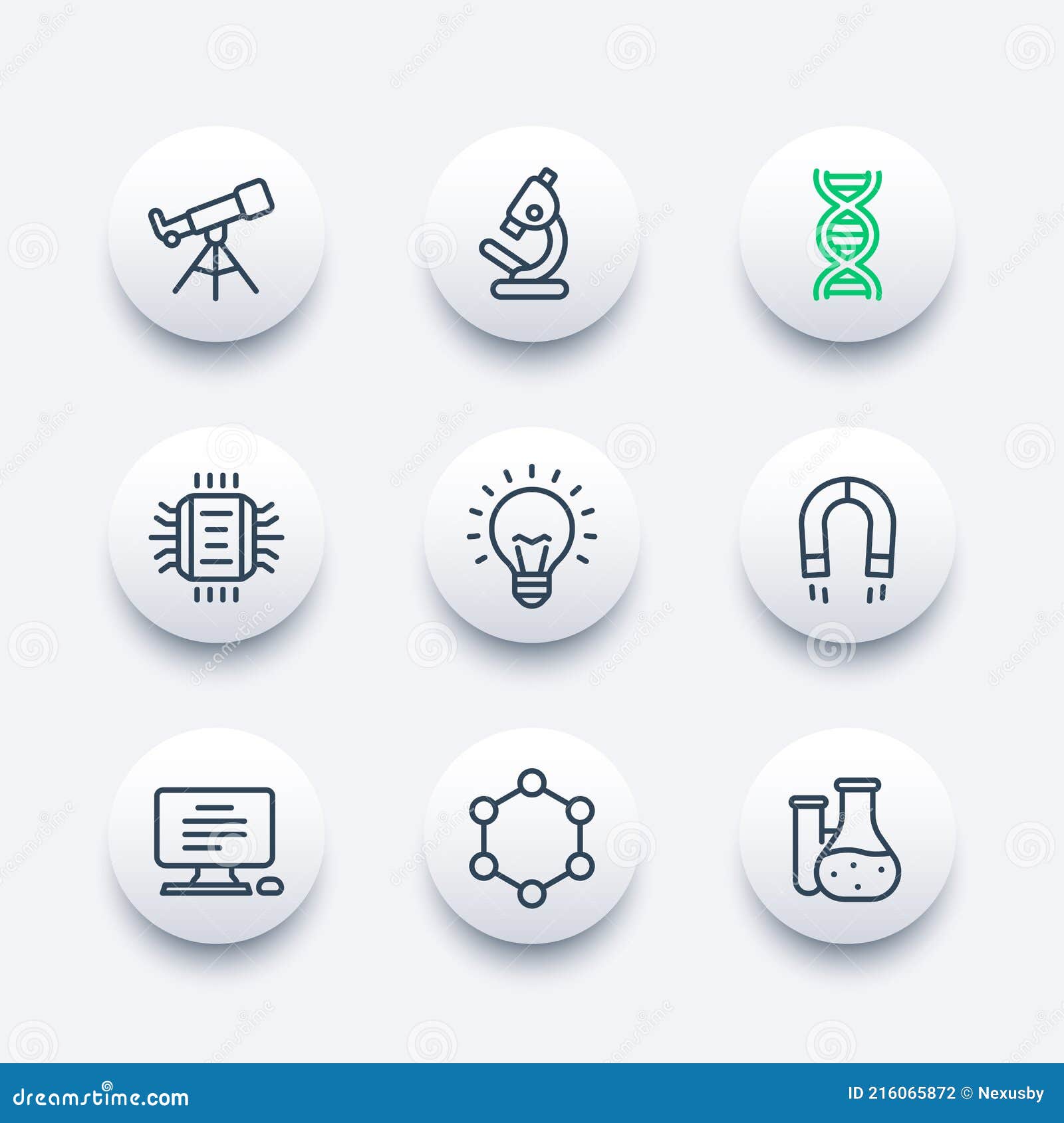 Science, Research and Technology Line Icons Set Stock Vector ...