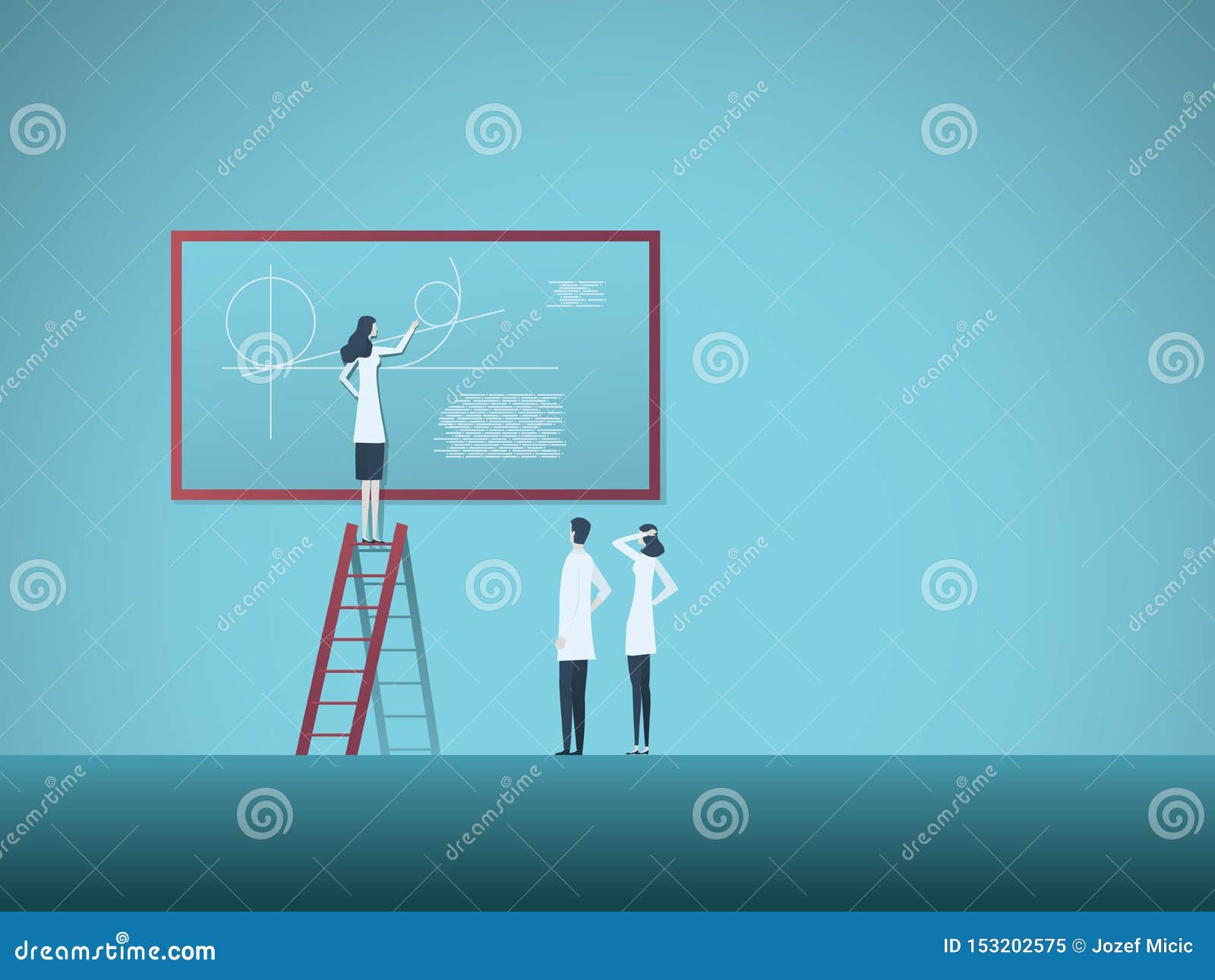 Science Research Vector Concept with Woman Explaining Mathematics ...