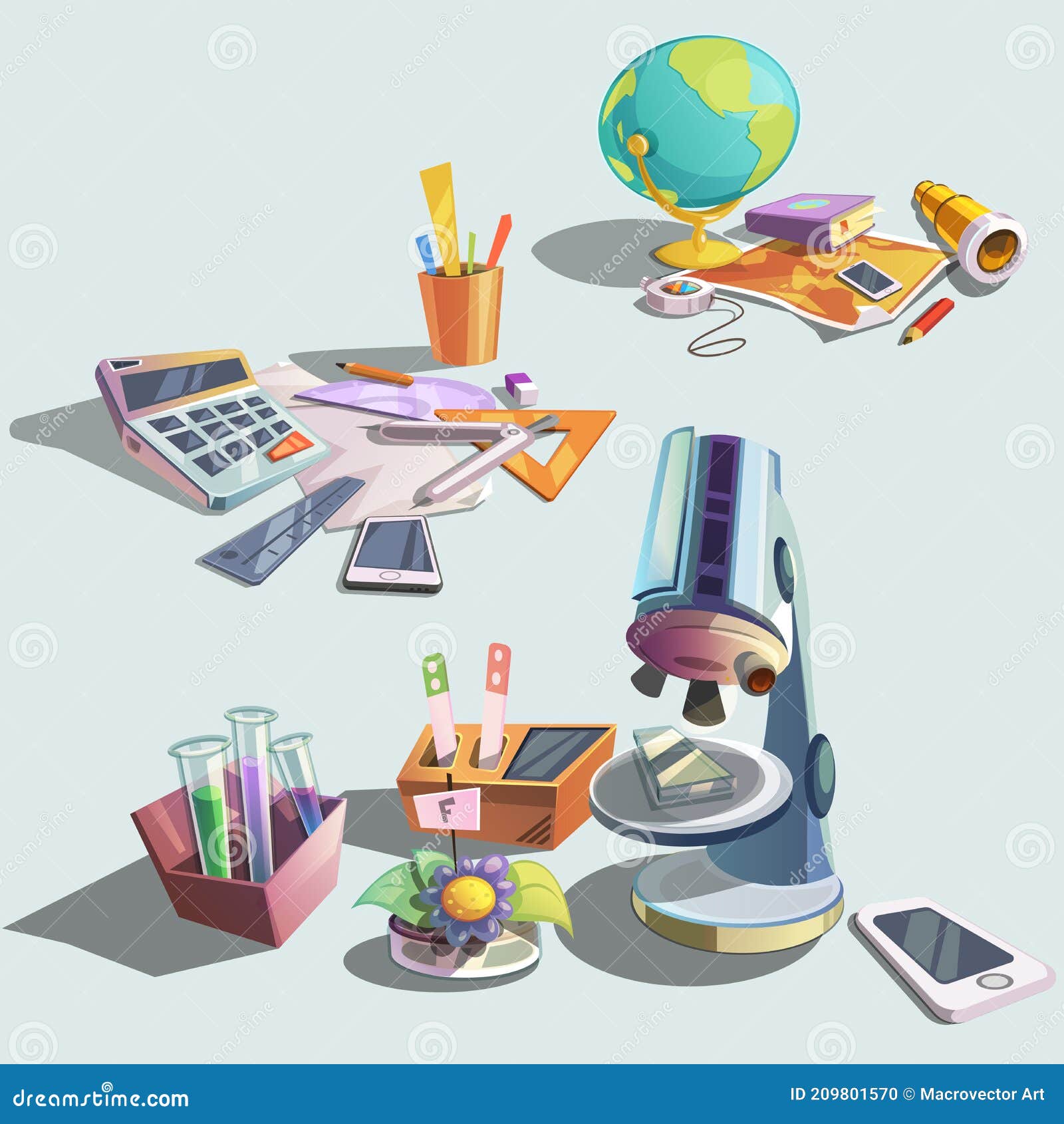 Science retro cartoon set stock vector. Illustration of design - 209801570