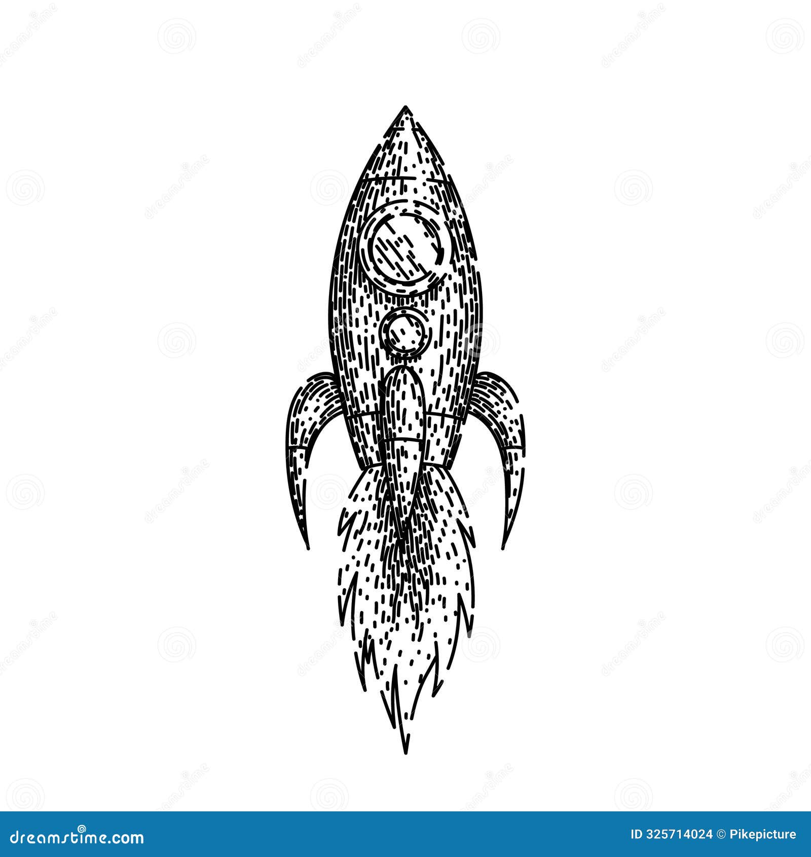 Science Rocket Sketch Hand Drawn Vector Stock Illustration ...