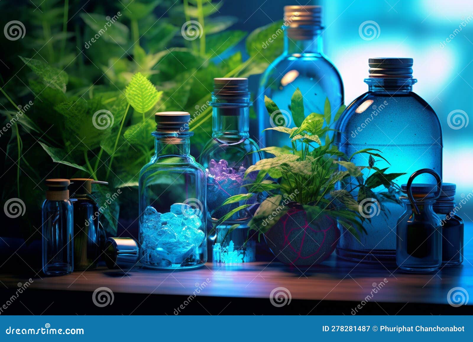 Science with Samples of Plants and Bottles with Generative AI Stock ...