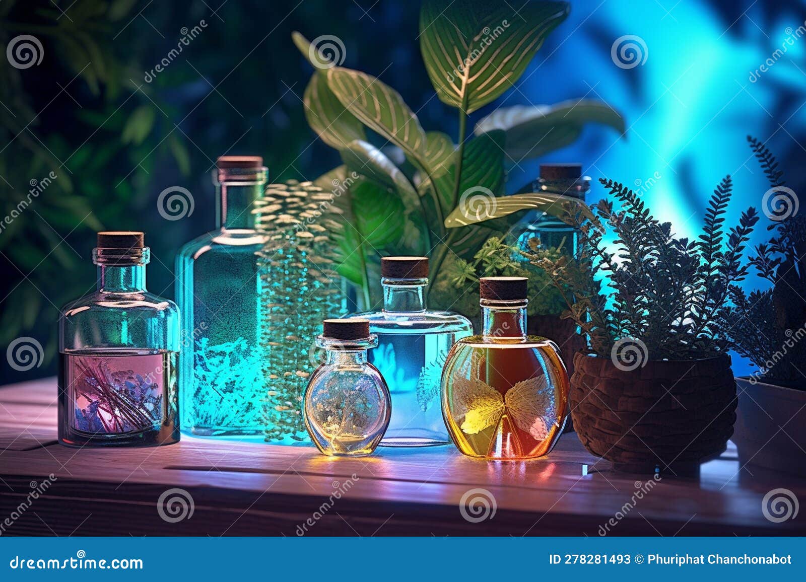 Science with Samples of Plants and Bottles with Generative AI Stock ...