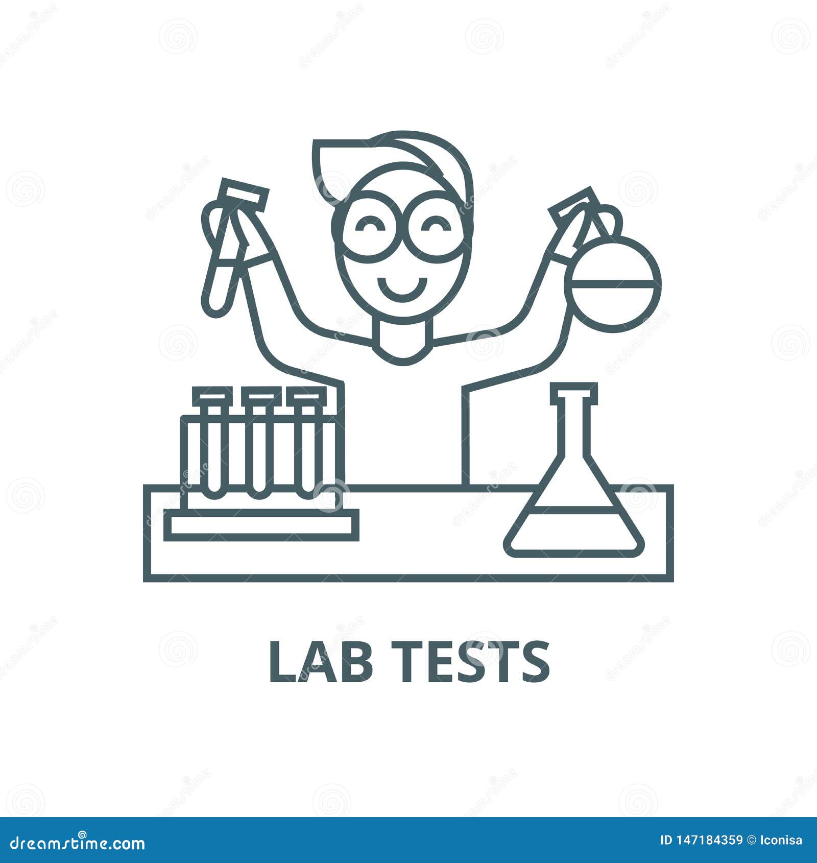 Science in School, Lab Tests Vector Line Icon, Linear Concept, Outline ...