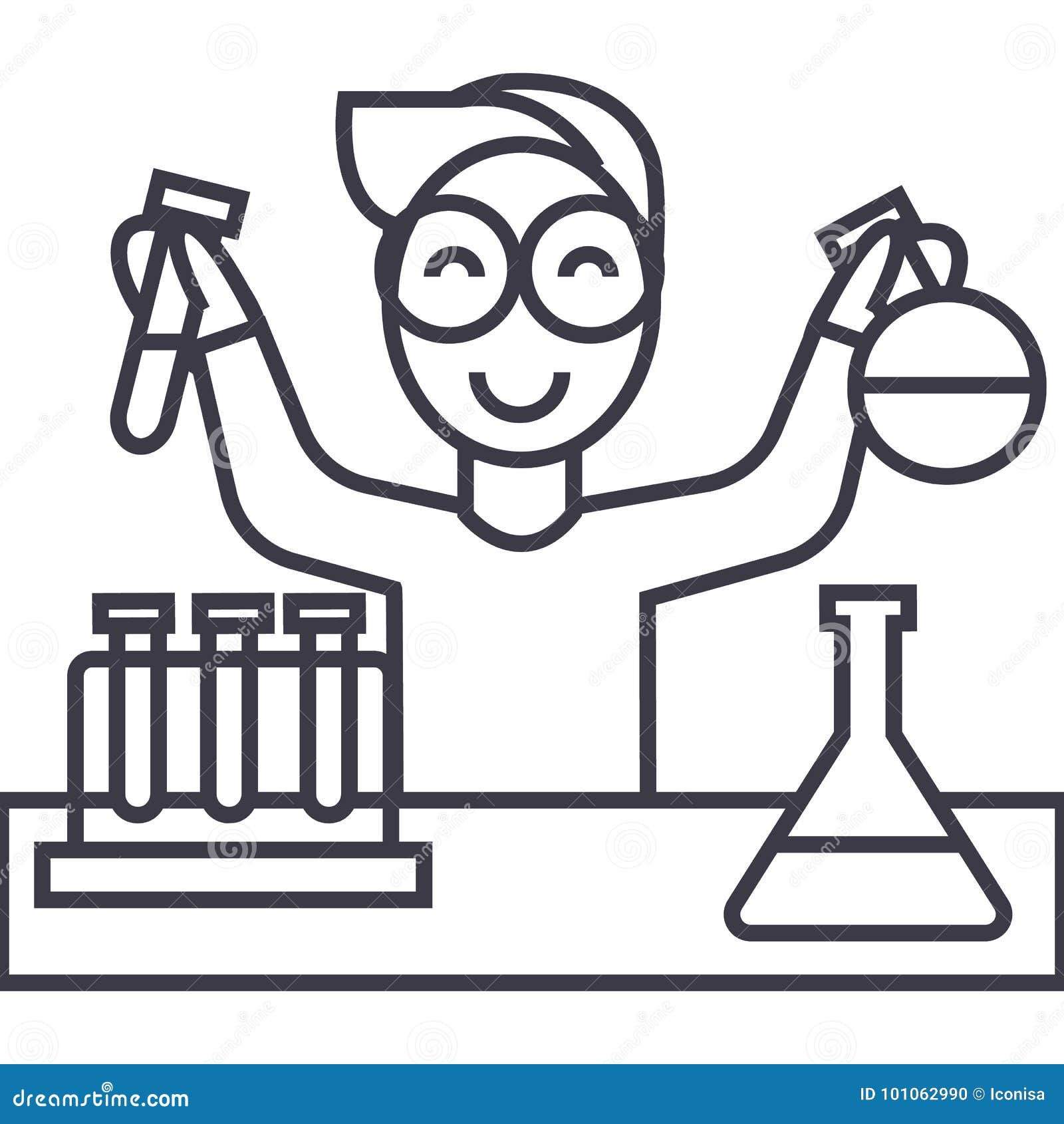 Science in School, Lab Tests Vector Line Icon, Sign, Illustration on ...