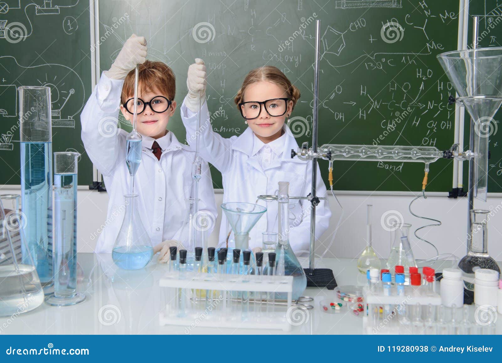 Science in school stock photo. Image of greenboard, chemist - 119280938
