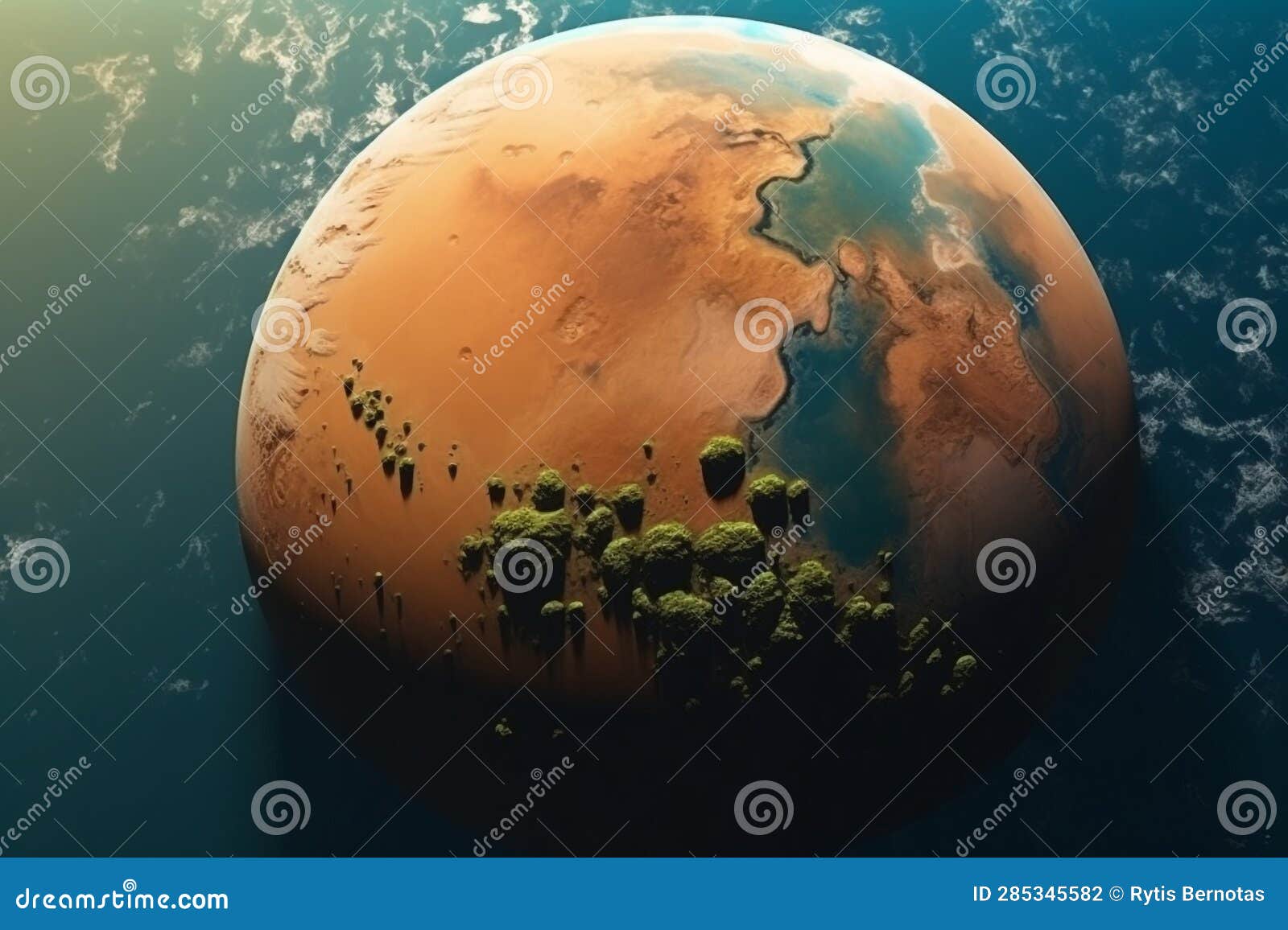 Colonization Planet Mars Concept. Generative AI Stock Illustration ...