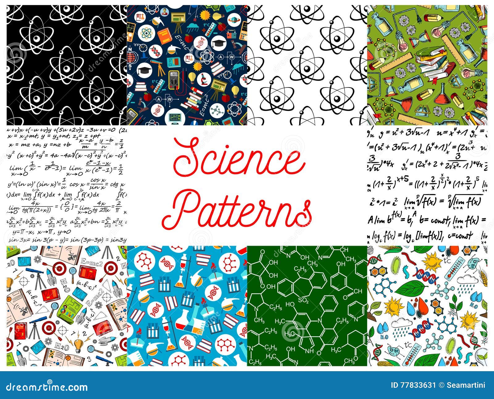 Science Seamless Pattern Backgrounds Stock Vector - Illustration of ...