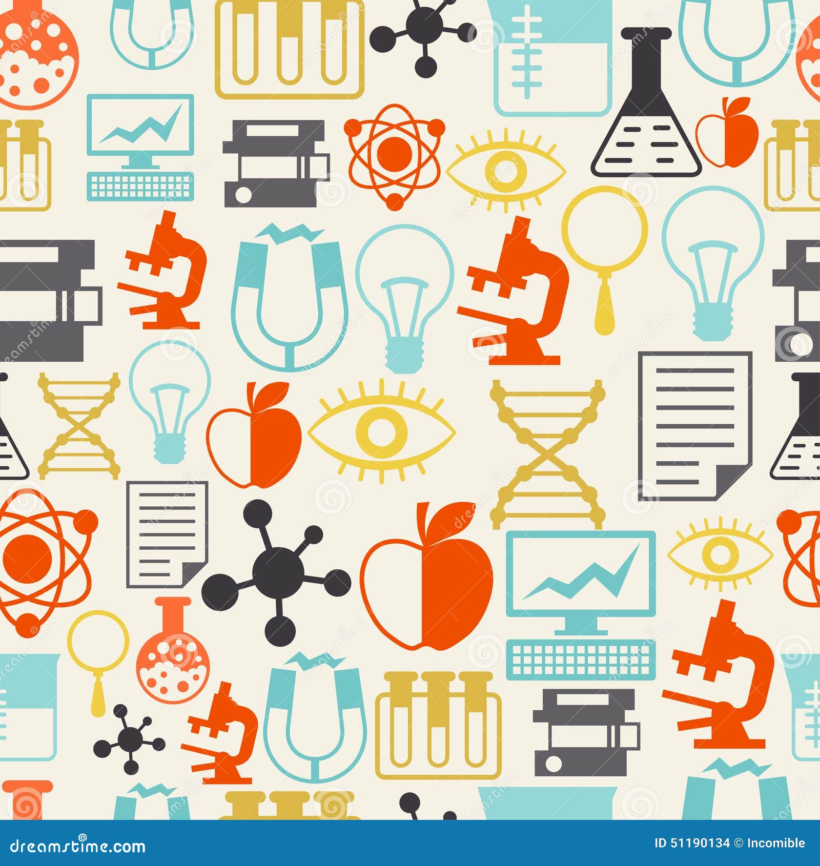 Science Seamless Pattern In Flat Design Style Stock Vector