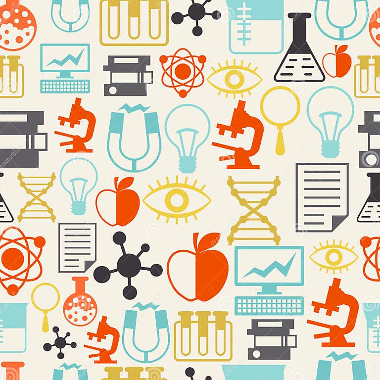 Science Seamless Pattern in Flat Design Style Stock Vector ...