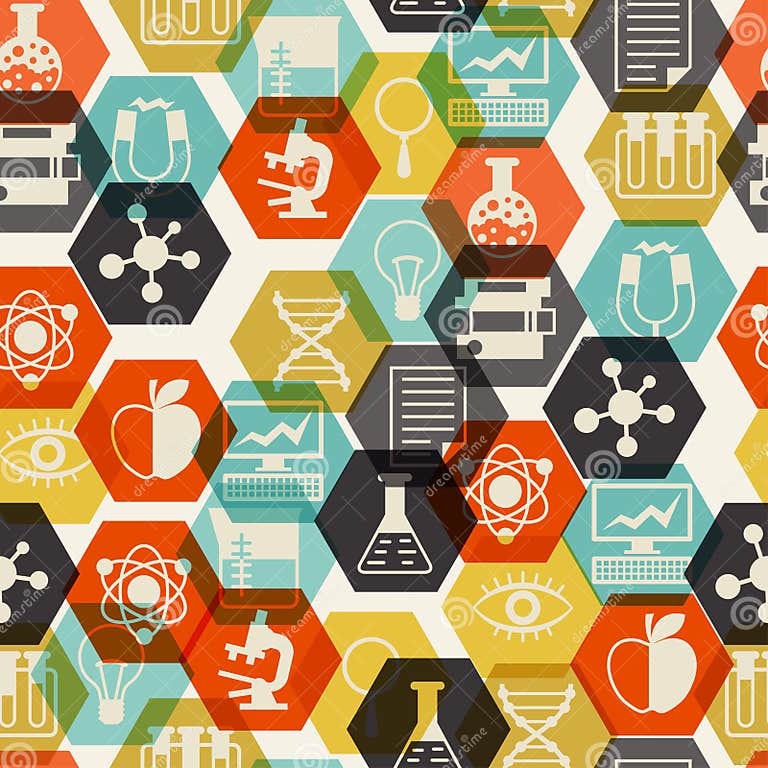 Science Seamless Pattern in Flat Design Style Stock Vector ...
