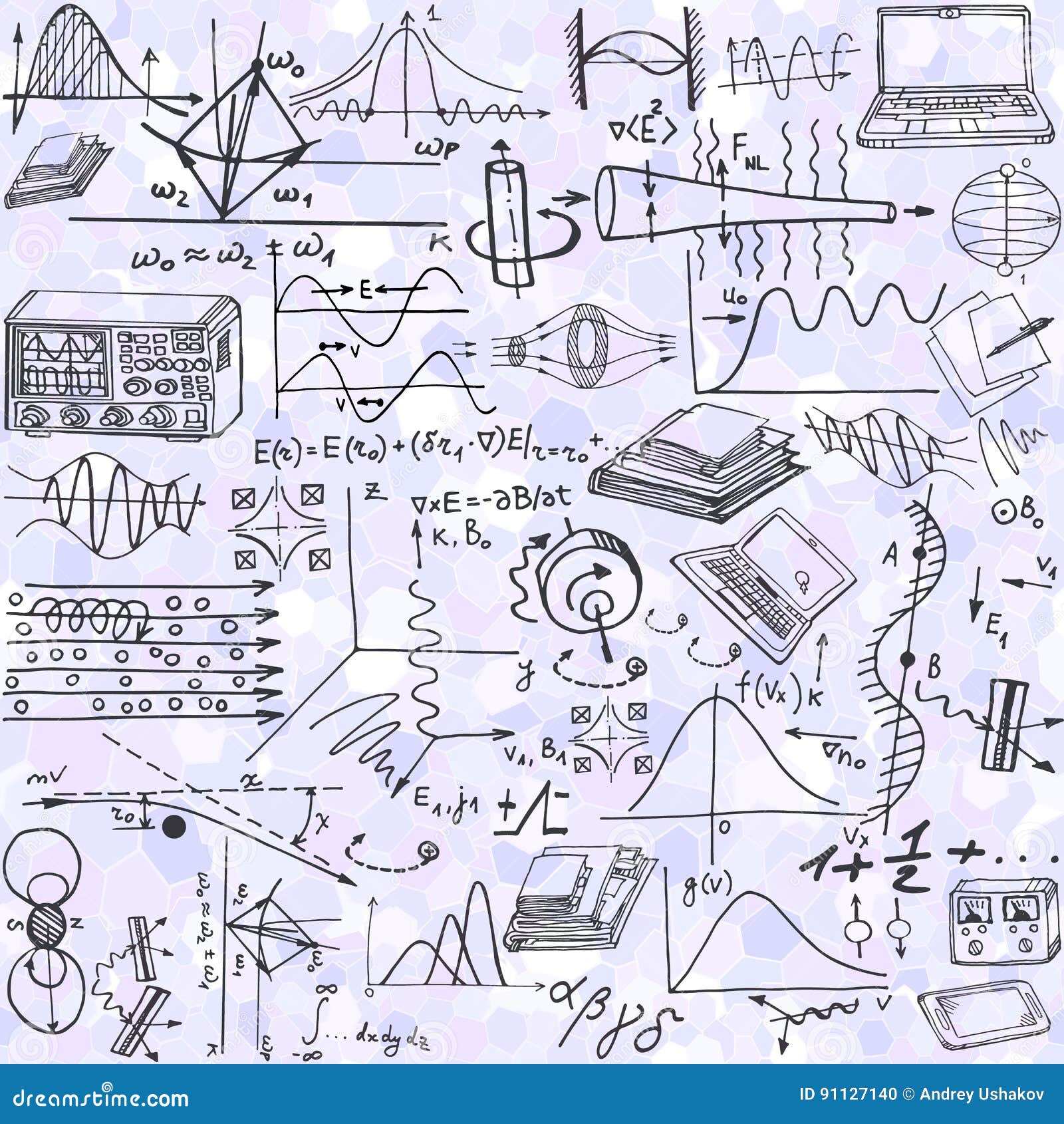 Science Seamless Pattern with Sketch Elements Related To Physics Stock ...