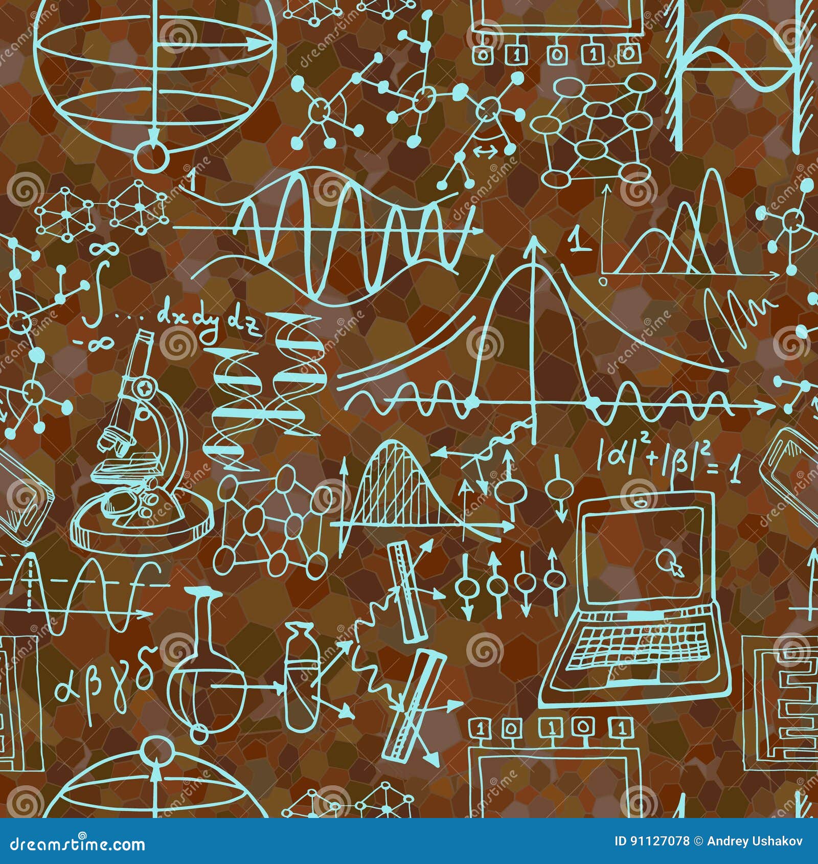 Science Seamless Pattern with Sketch Elements. Stock Vector ...